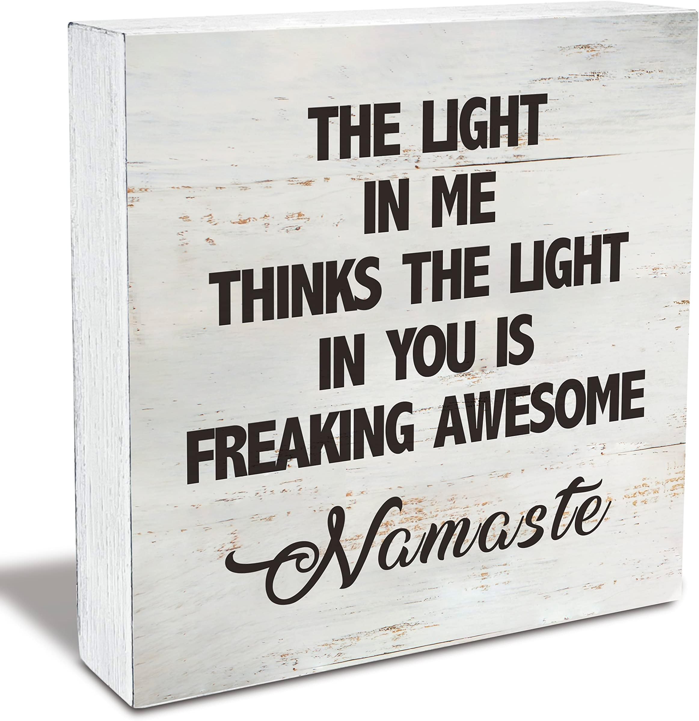 Amazon.com: Namaste Quote the Light in Me Thinks the Light in You Wood ...