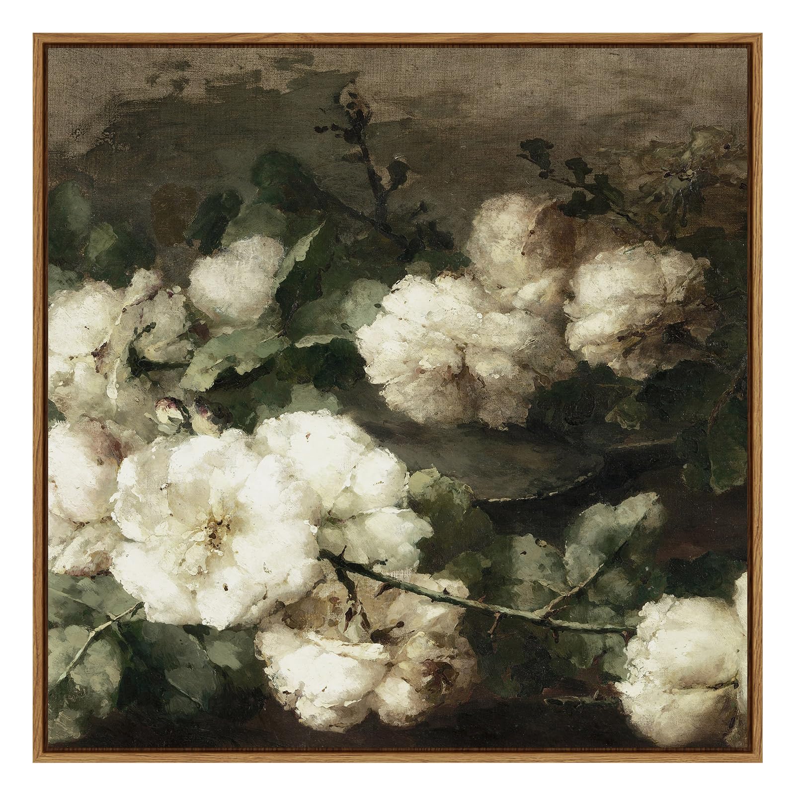 Amazon.com: InSimSea Square Framed Canvas Wall Art, Vintage Floral ...