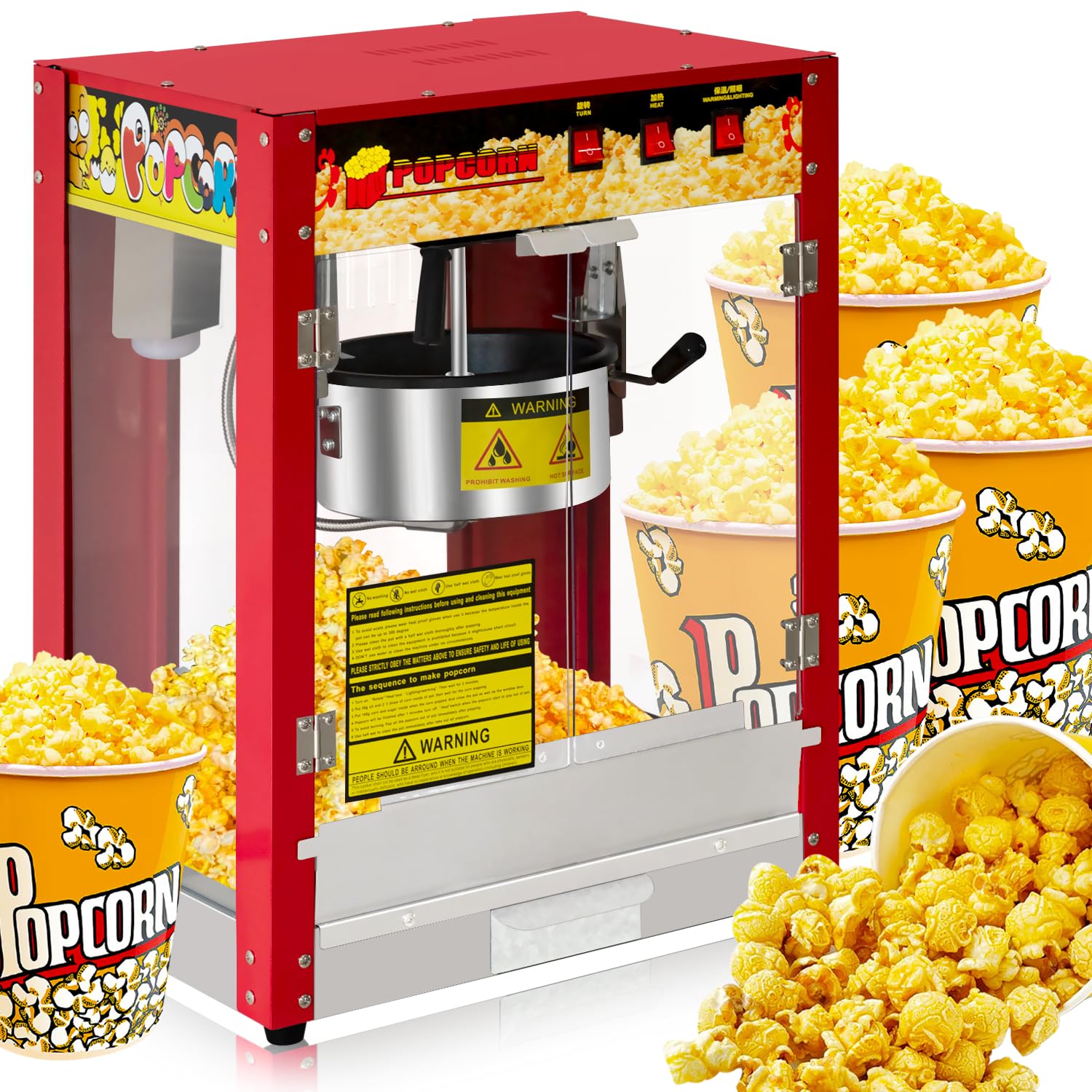 Amazon.com: 110V US Commercial Popcorn Machine, 8oz Popcorn Maker with ...
