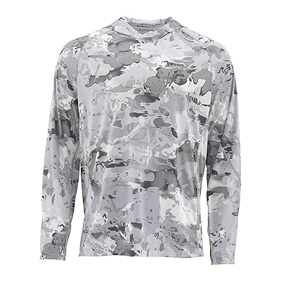 Simms Solarflex UPF 50+ Shirt, Long Sleeve, Cloud Camo Grey, Small
