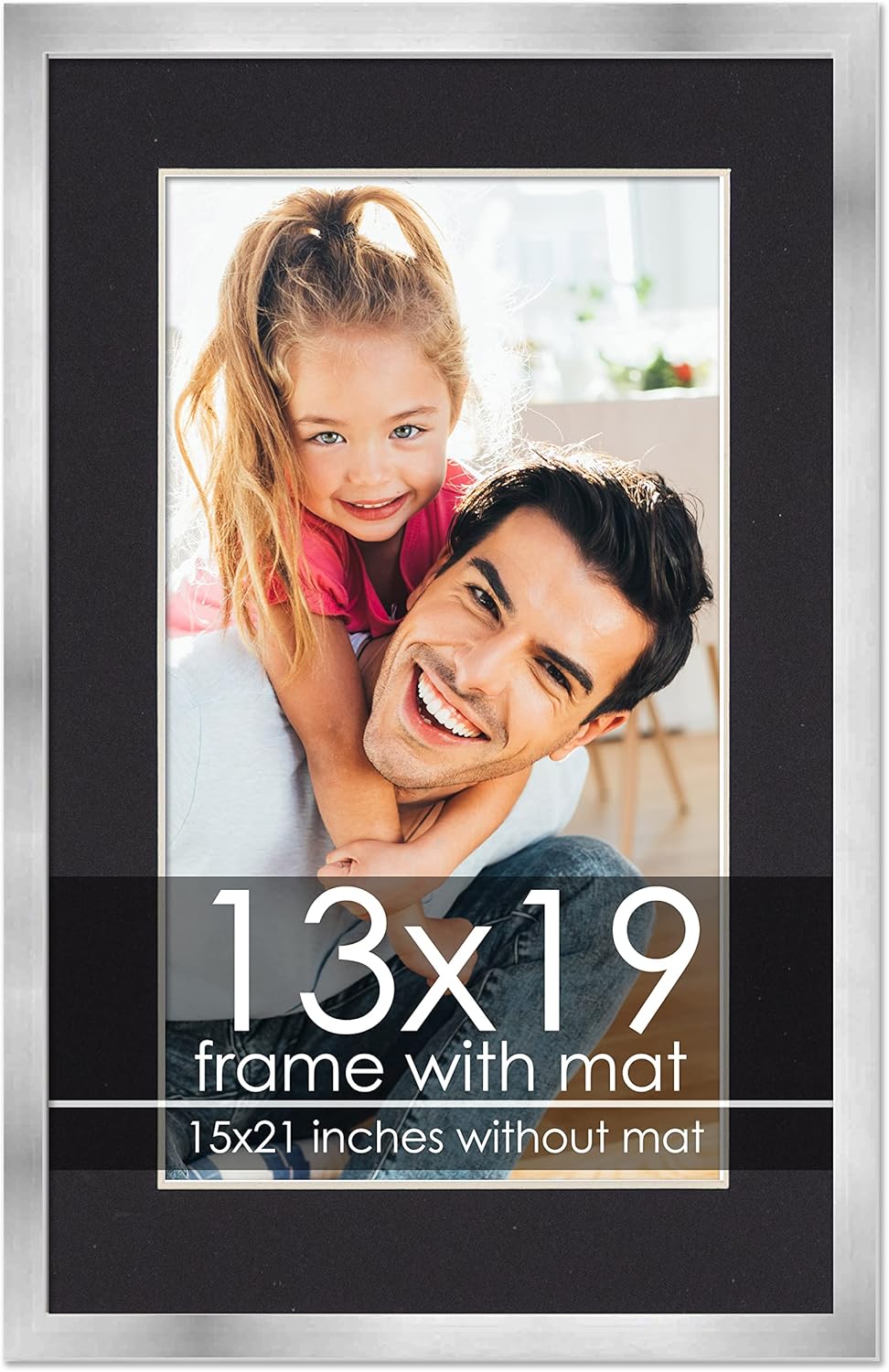 Amazon.com - 13x19 Frame with Mat - Silver 15x21 Frame Wood Made to ...