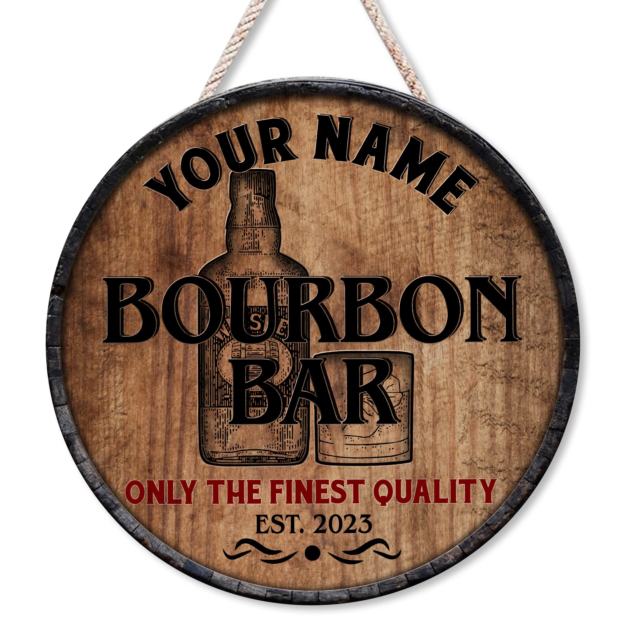 Amazon.com: Hyturtle Custom Bourbon Bar Printed Wood Sign 8" 12" 18 ...