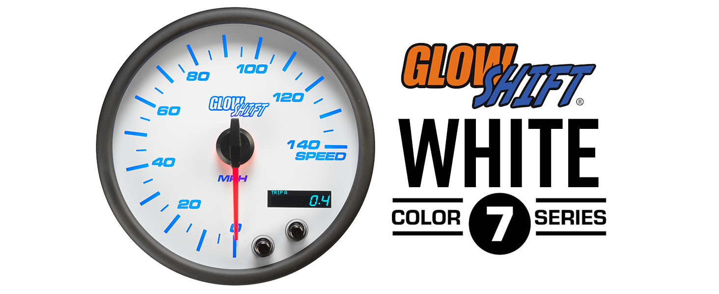 GlowShift White 7 Color 140 MPH Speedometer Gauge - Mounts in Custom ...
