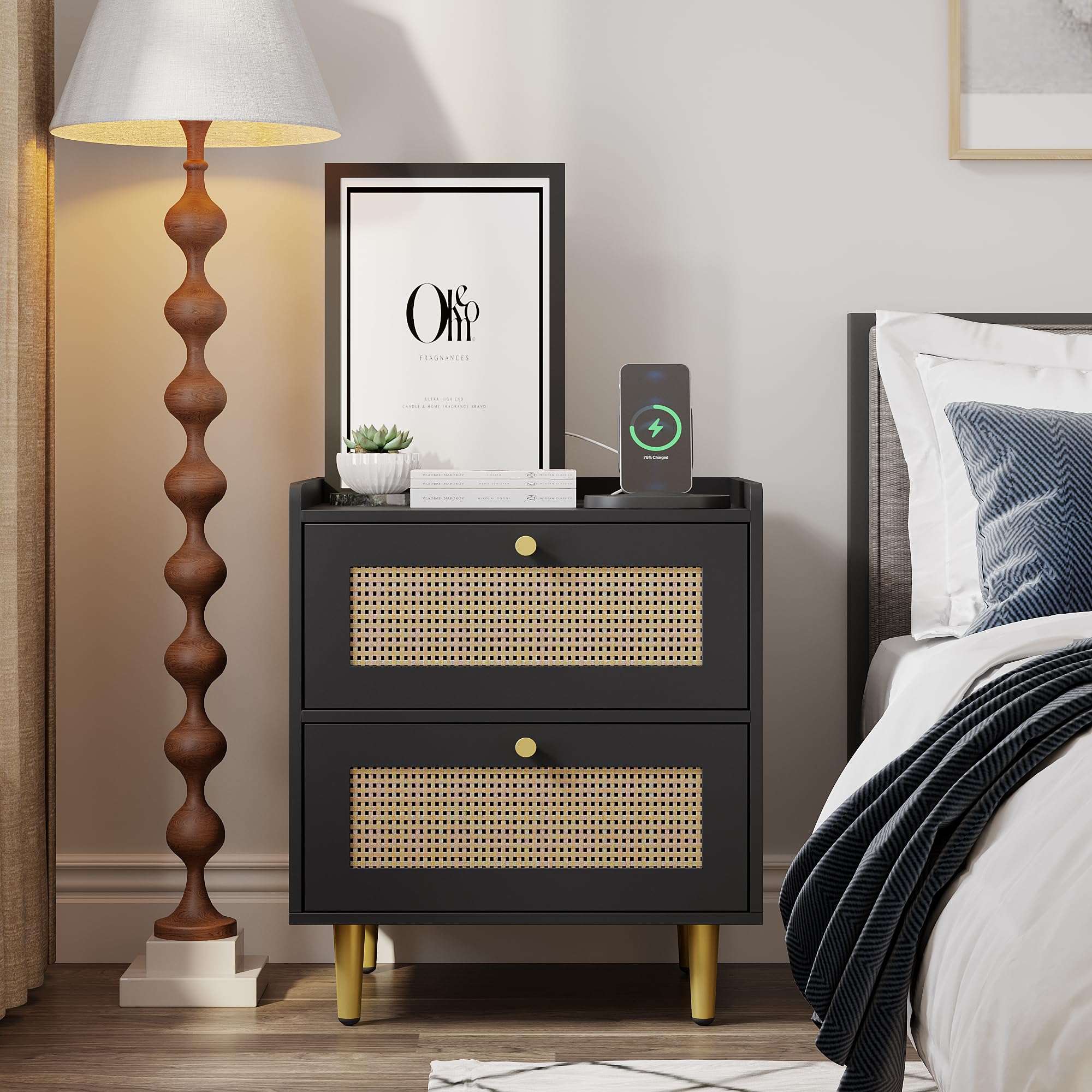 Snapklik.com : TRIFEBLE Nightstand Set Of 2 Black, Night Stands