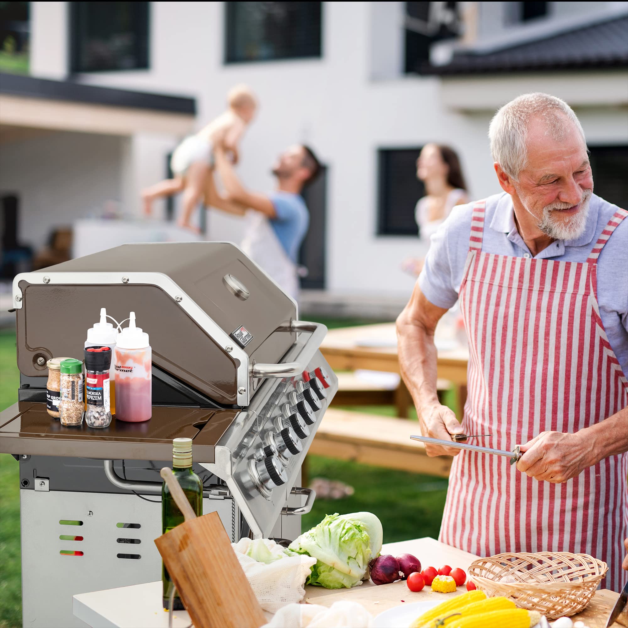 Royal Gourmet GA6402C 6 Gas Sear Side Burner, 74,000 BTU, Cabinet Style ...