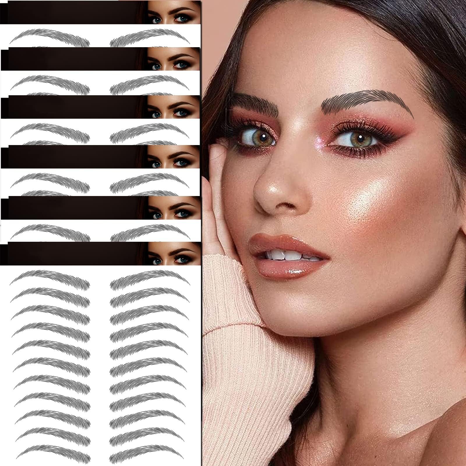 Amazon.com : Molain 4D Hair-Like Eyebrow Tattoos Stickers 6 Sheets ...