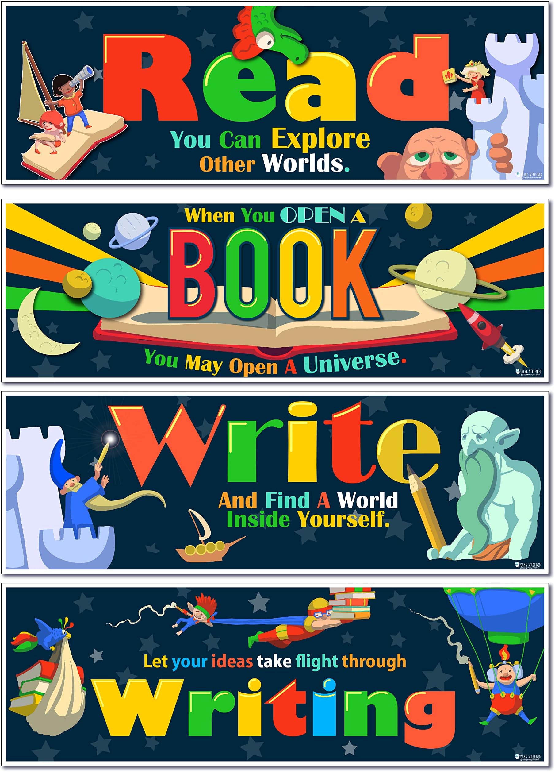 Amazon.com: Reading and Writing Banners for Classroom 4 pack of ...