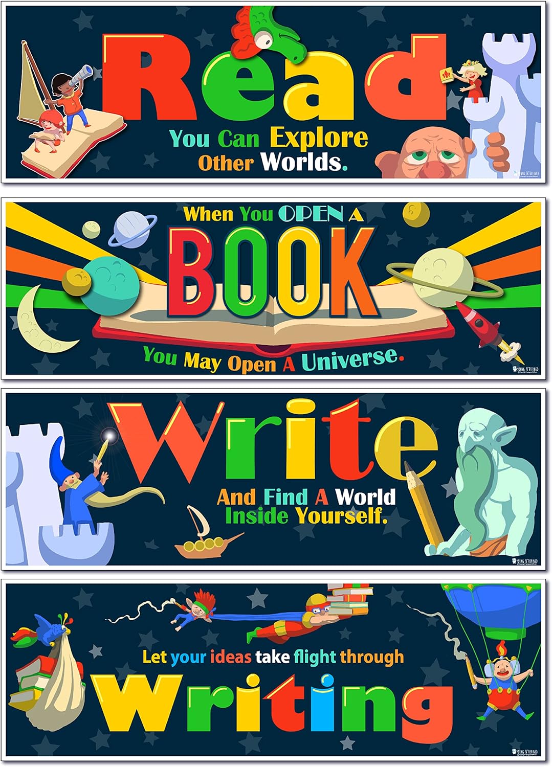 Amazon.com: Reading and Writing Banners for Classroom 4 pack of ...
