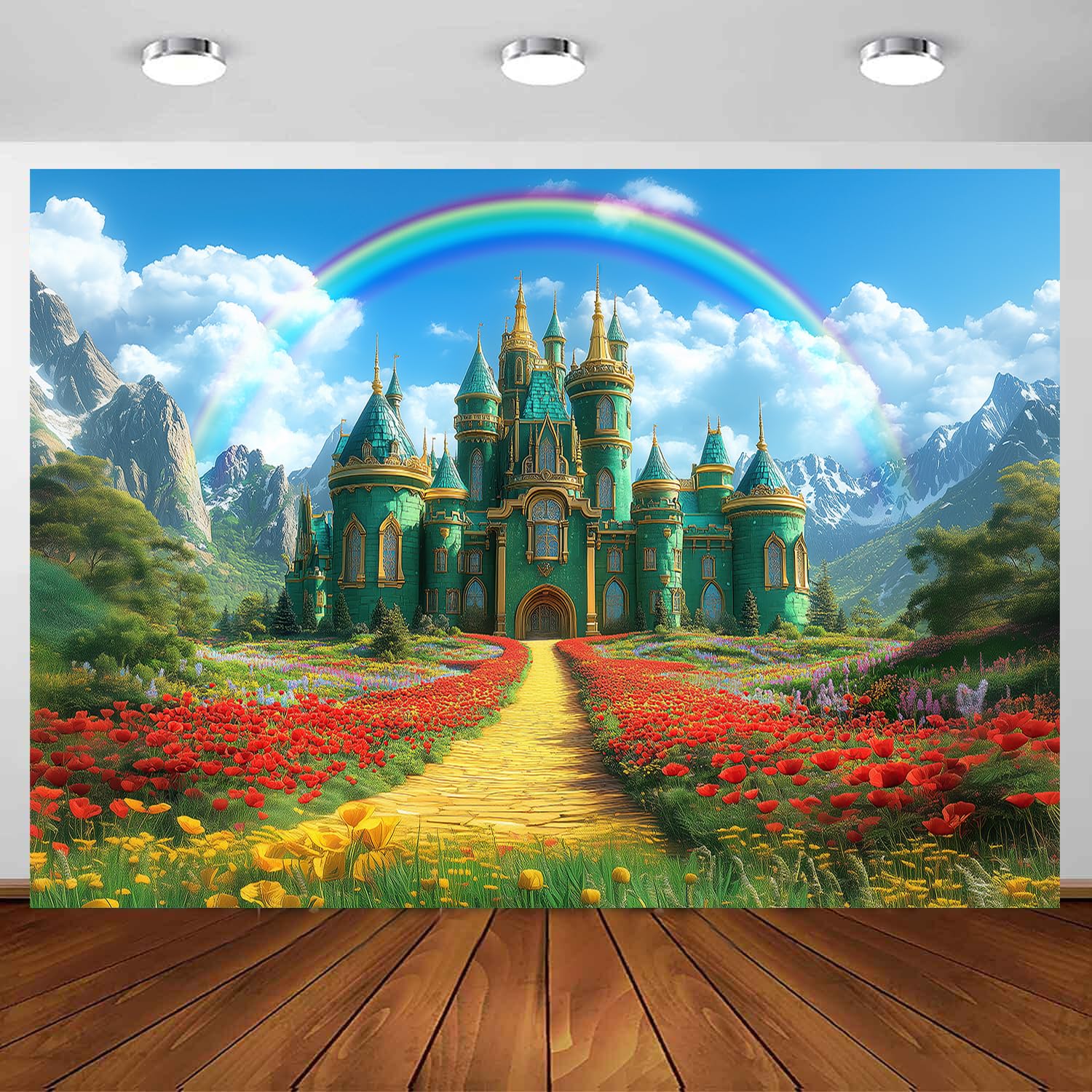 Amazon.com : Emerald Castle Backdrop 7 x 5 ft, Green Castle Runner ...