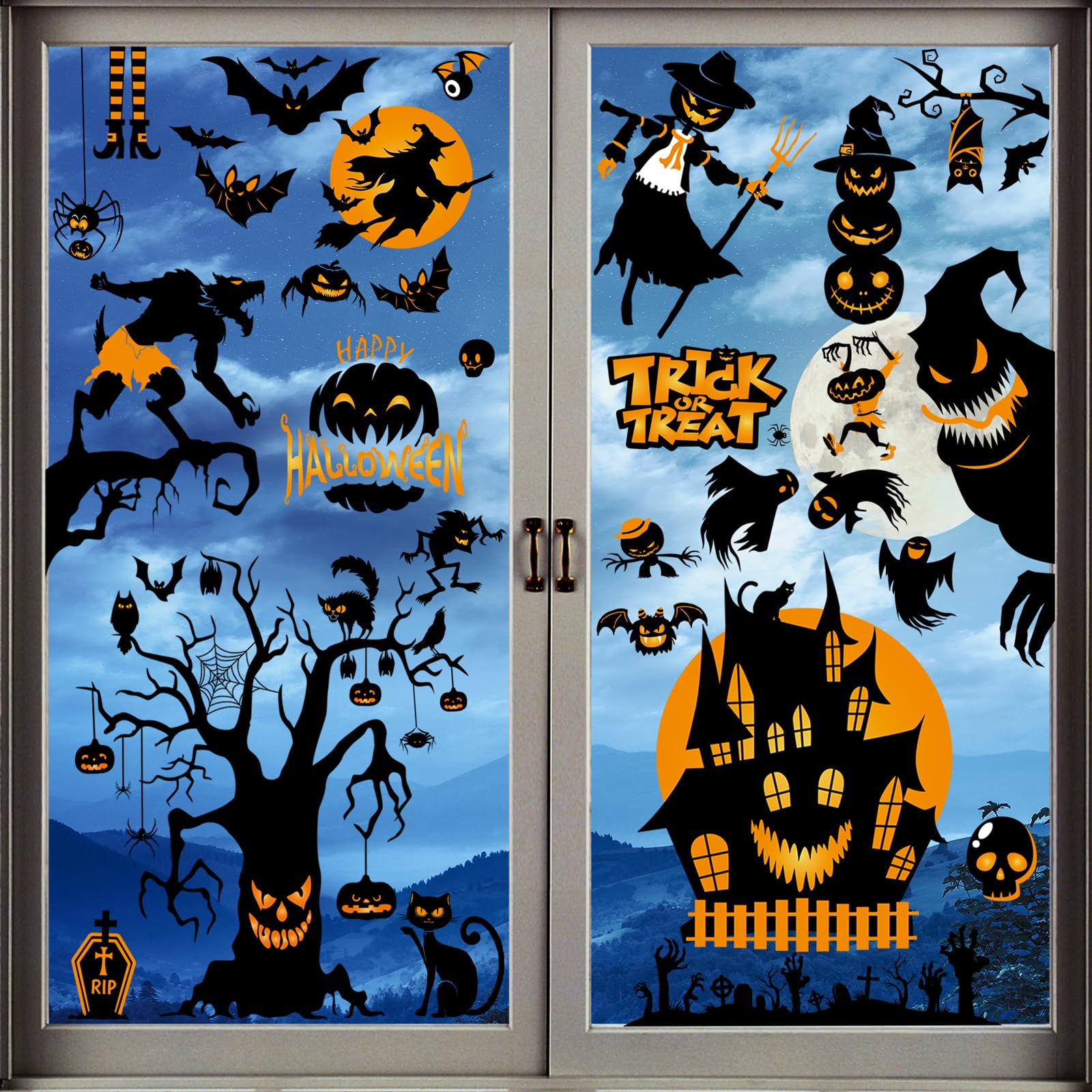 Xyxu Halloween Decorations Window Stickers, 9sheets Scary Halloween ...