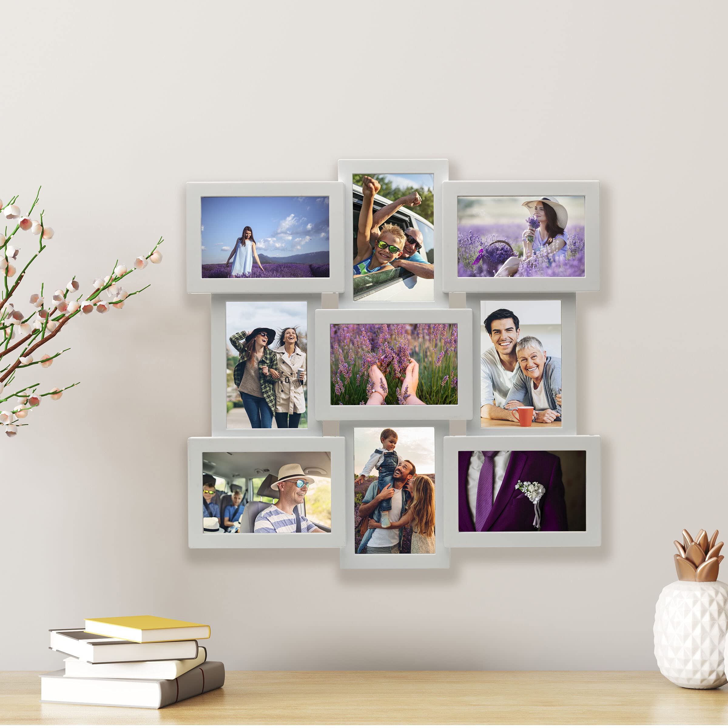 Melannco 18 x 18 Inch 9 Opening Photo Collage Frame, Displays Four 4x6 ...