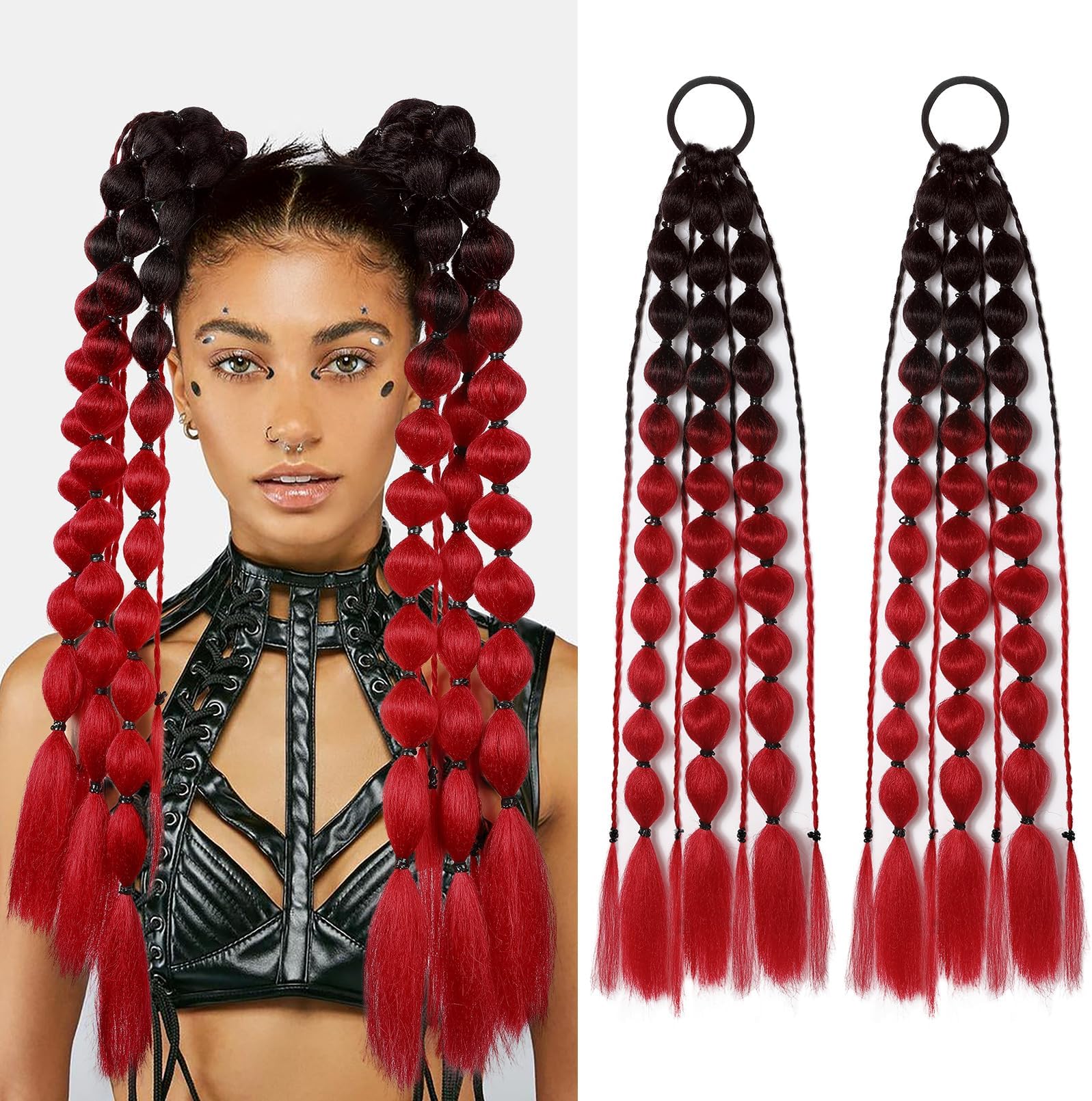 Amazon.com : EOQPDECD Colored Hair Extensions Braided Ponytail ...