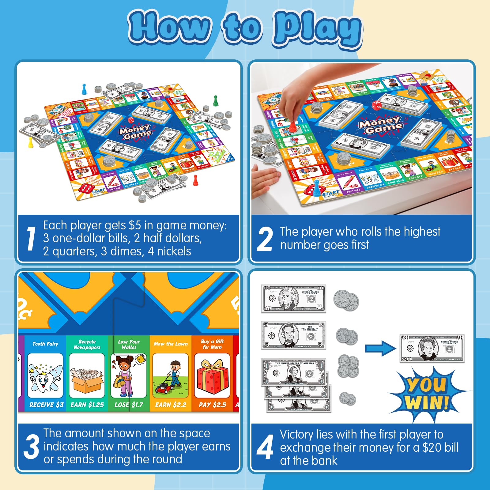 Snapklik.com : Money Board Games For Kids, Coins And Bills Toddler ...