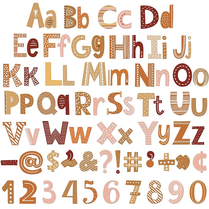 Buy 76 Pcs Boho Rainbow Letters Combo Pack Classroom Alphabet Letters ...