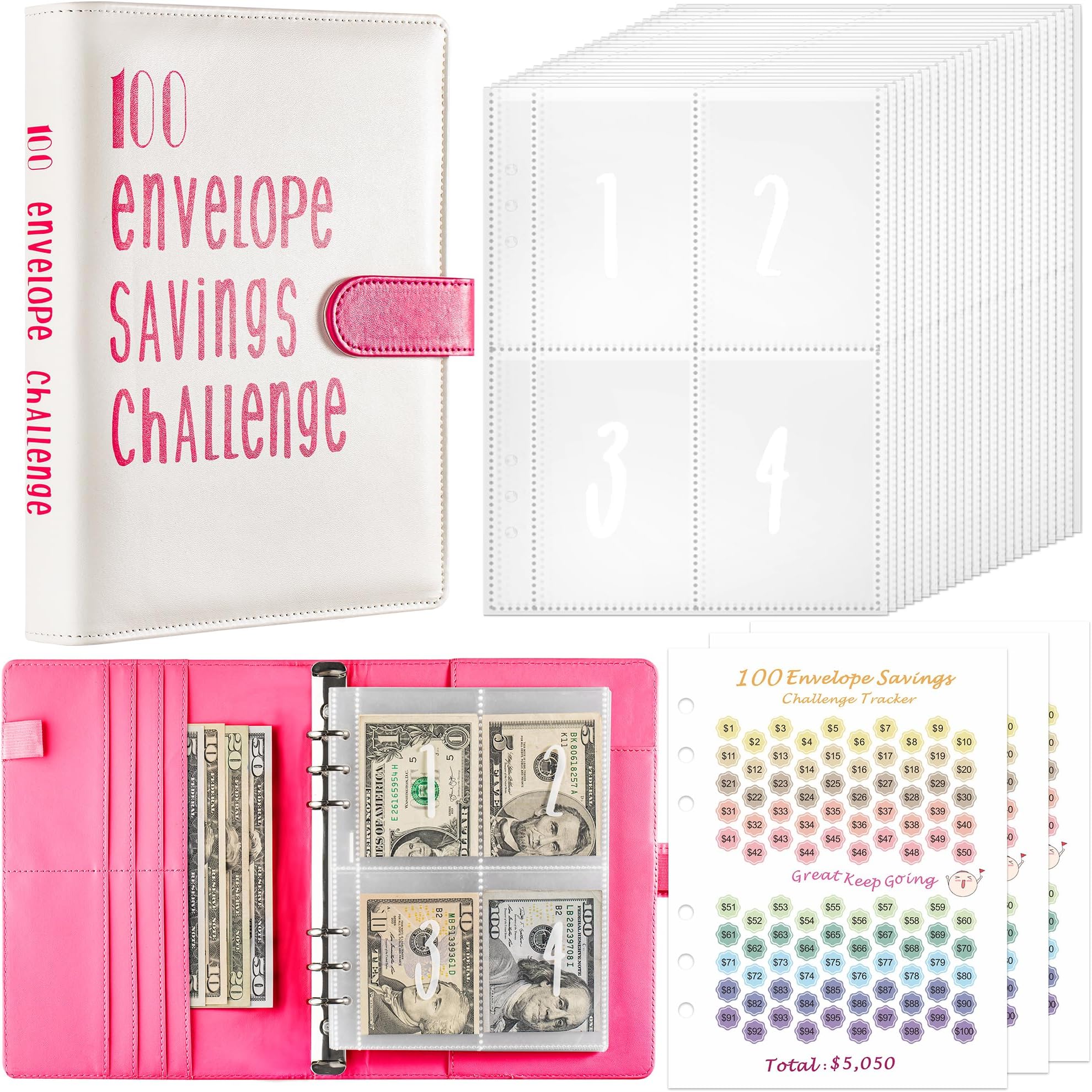 Amazon.com : 100 Envelopes Money Saving Challenge Save $5050 in 100 ...