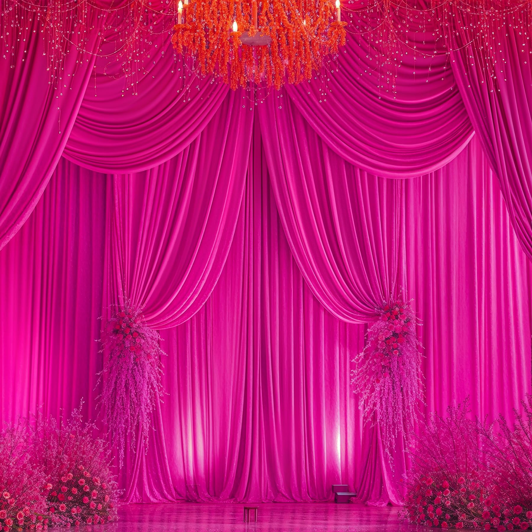 Amazon.com : 50ft x 10ft Wrinkle Free Hot Pink Wedding Backdrop ...