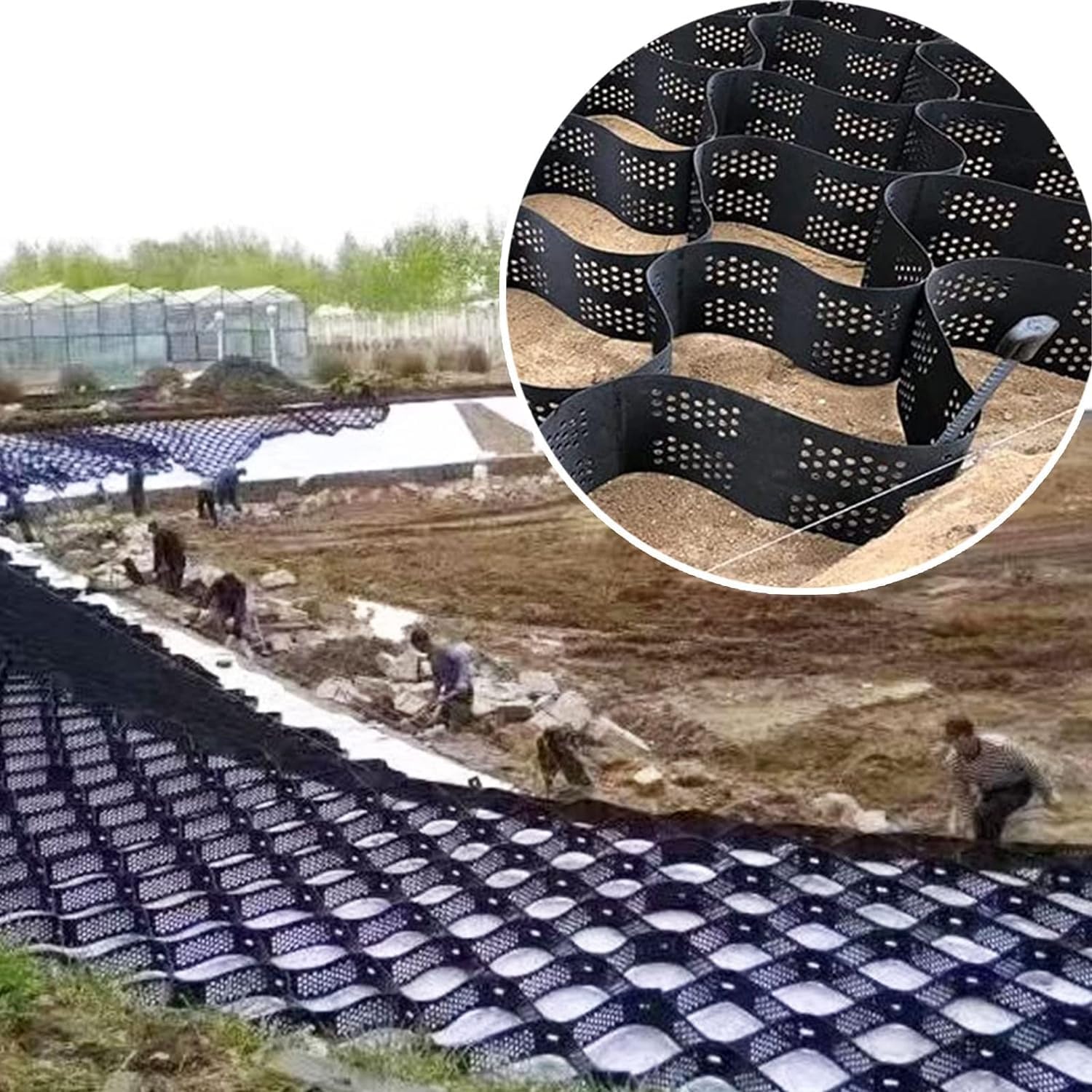 Slope Soil Gravel Stabilizer Grid, Heavy Duty Subgrade Work Geocell ...