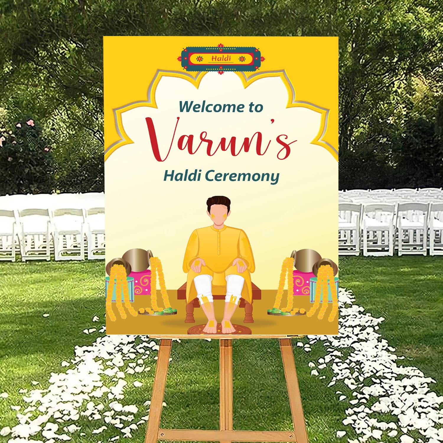 Custom Indian Traditional Haldi Ceremony Welcome Sign Board I ...