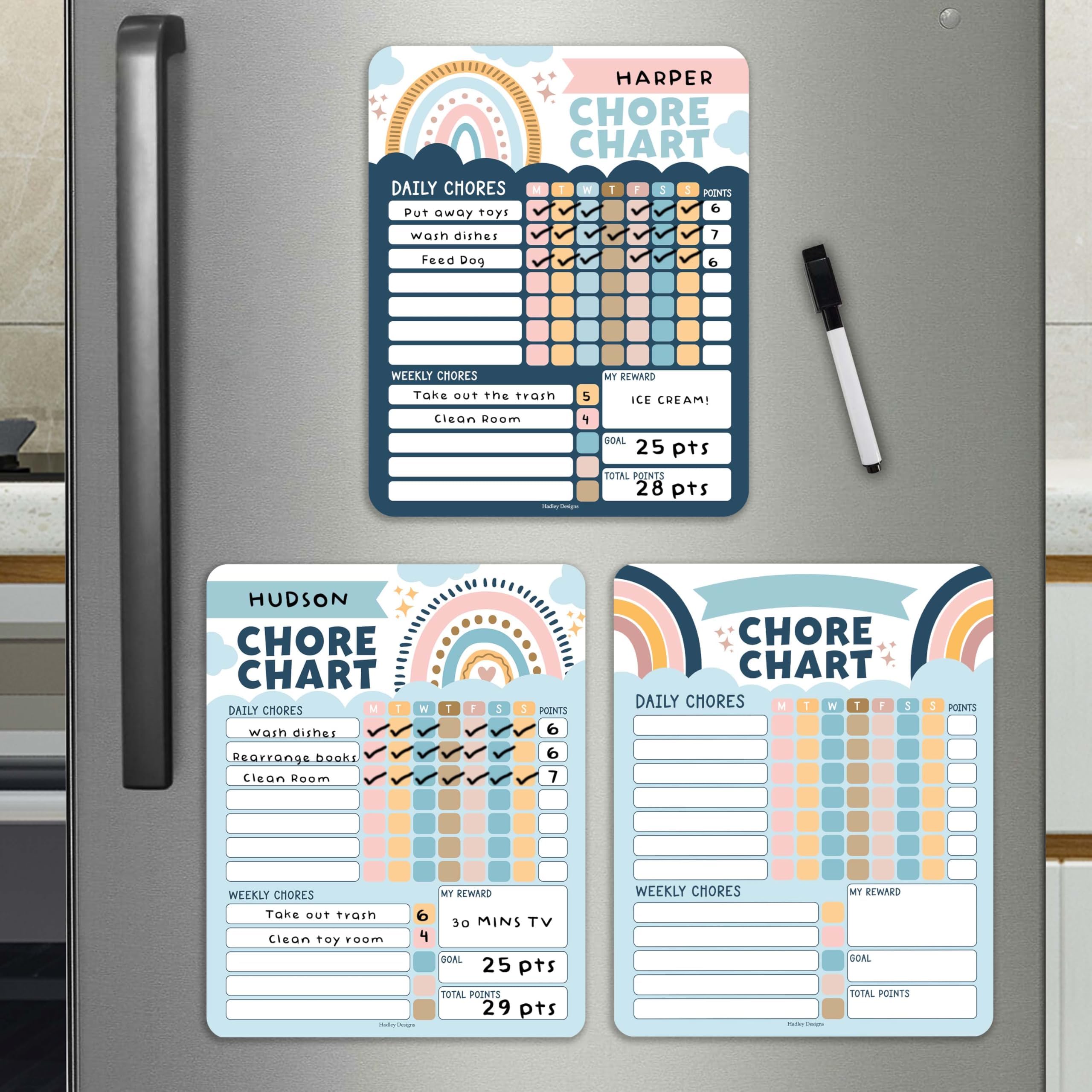 Amazon.com: Magnetic Chore Chart for Kids Multiple Kids -3 Dry Erase ...