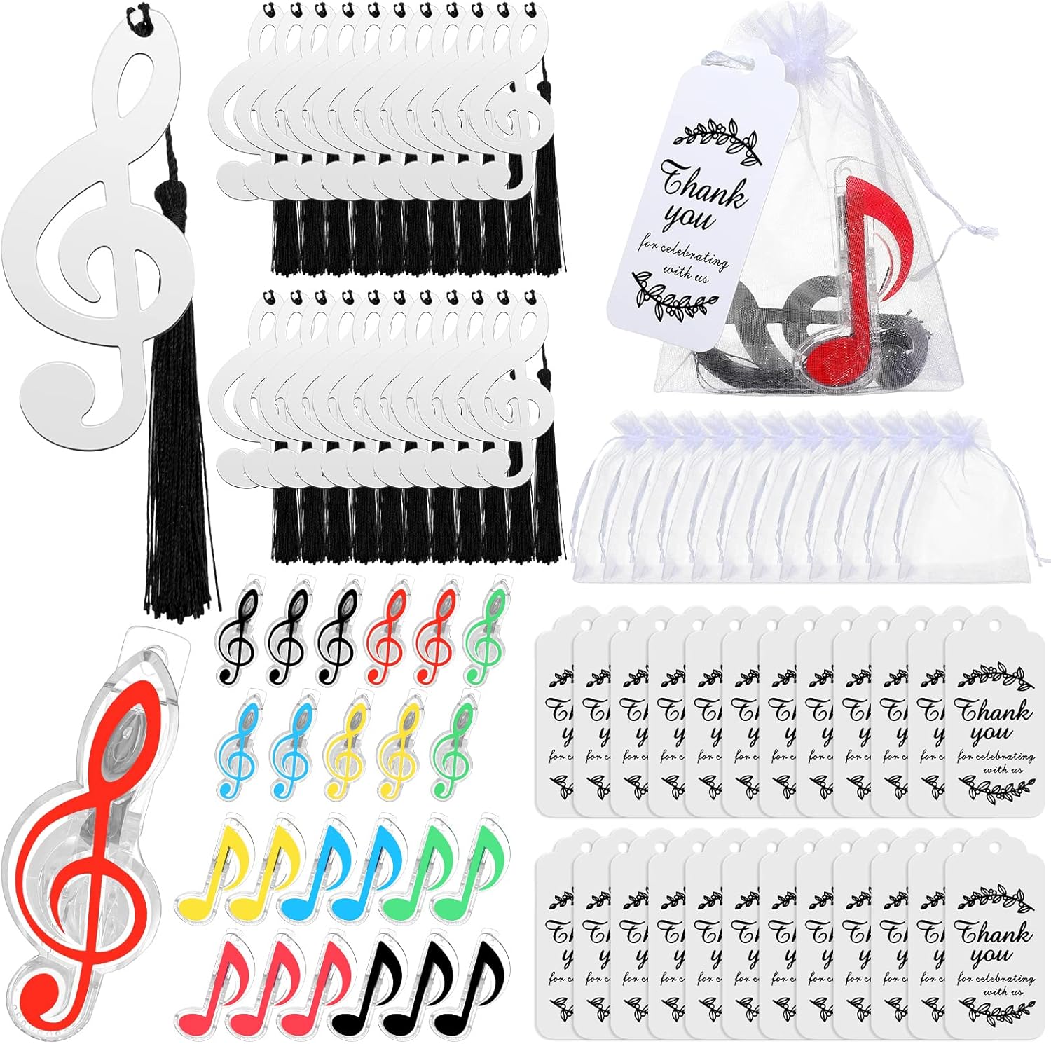 Amazon.com: Estune 96 Pcs Music Party Favors with 24 Note Clips ...