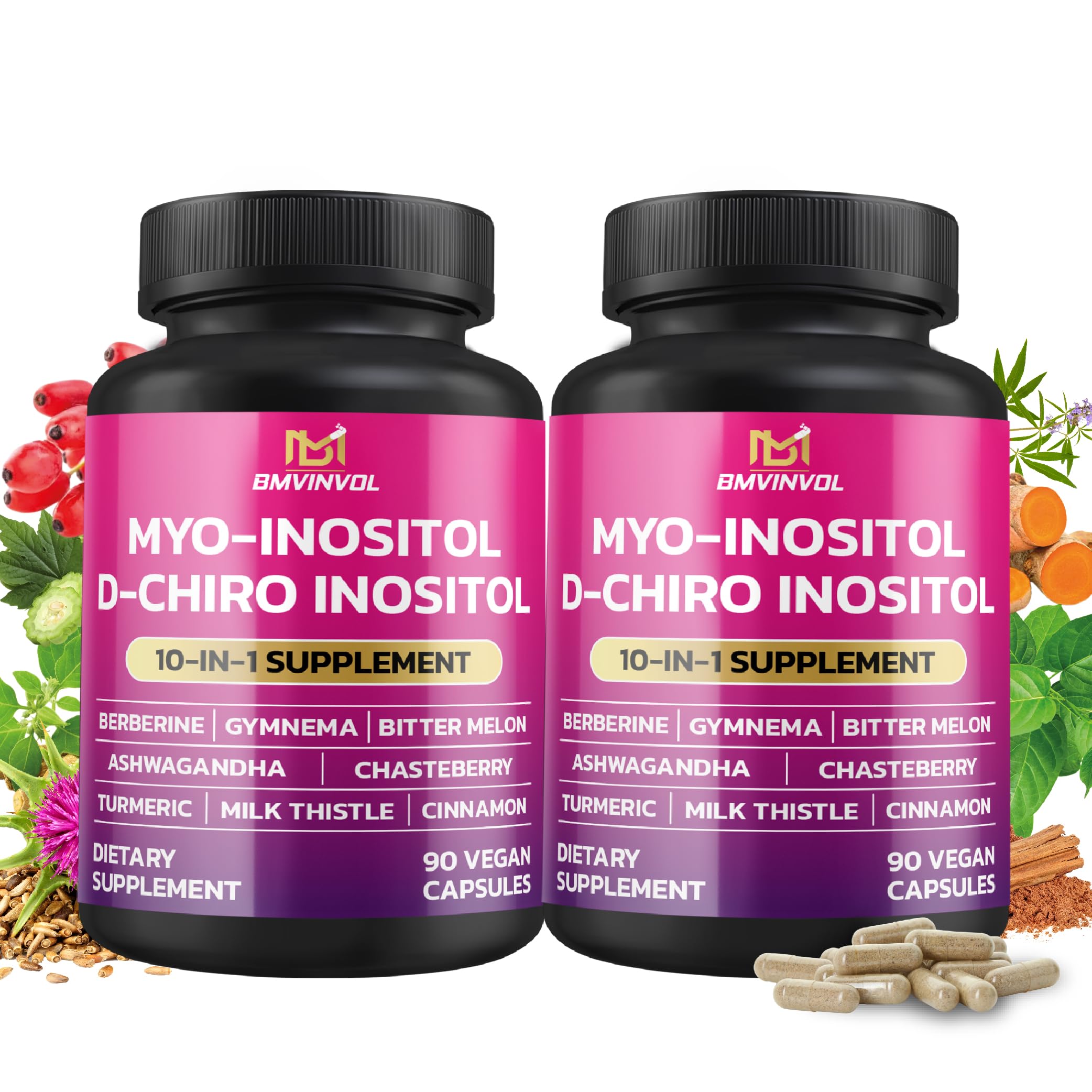 Amazon.com: BMVINVOL 2 Pack Inositol Supplement-Myo-Inositol and D ...