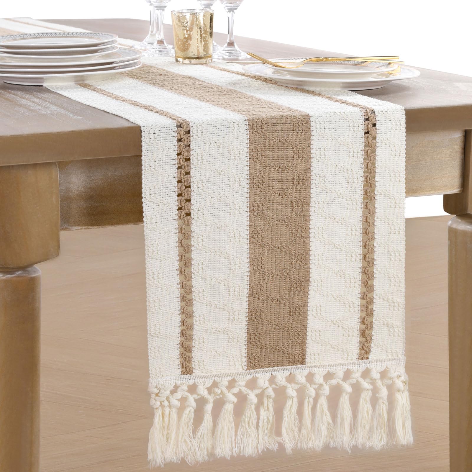 Snapklik.com : Farmhouse Table Runner Macrame Decor: 13x108 Inches ...