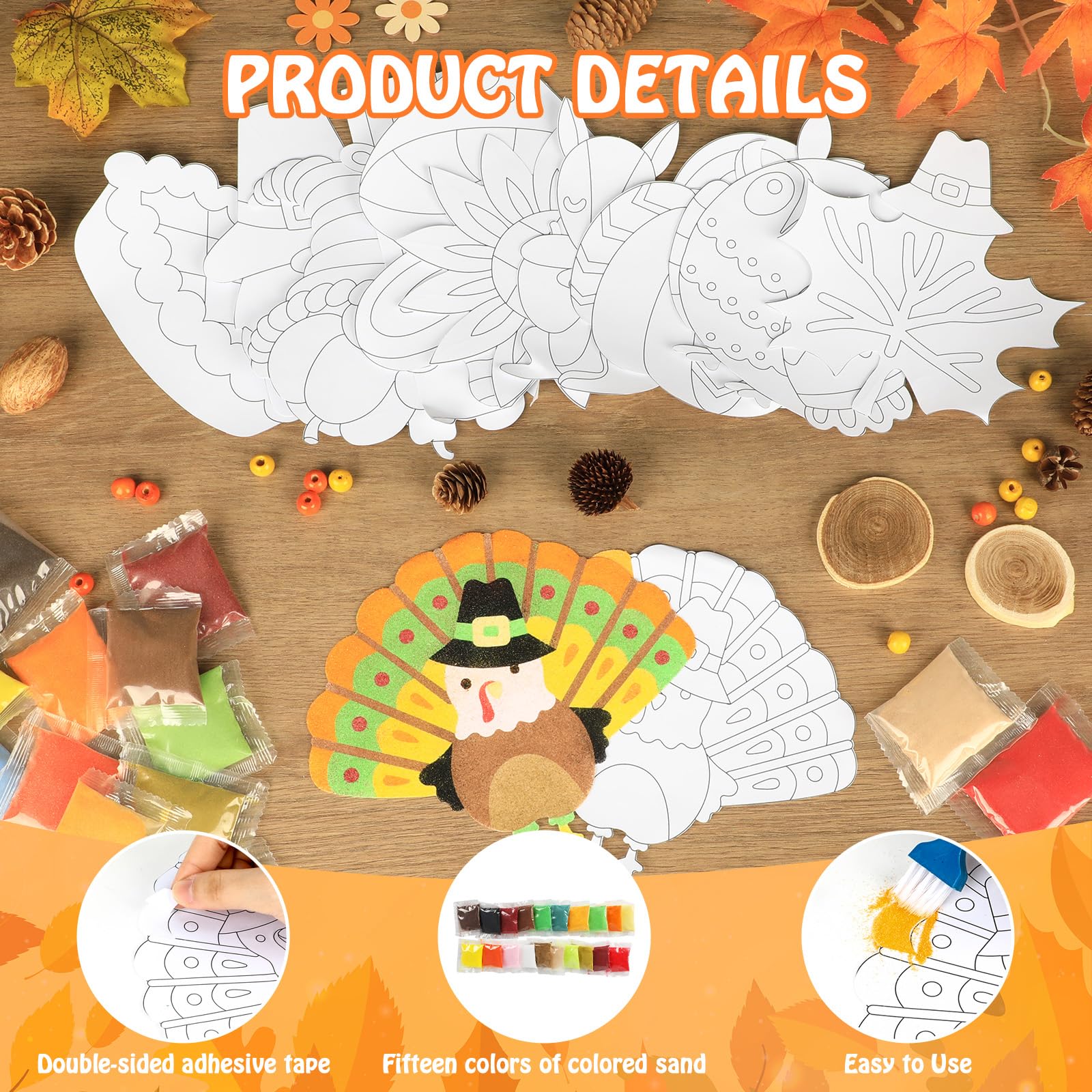 Pumpkin Painting Kit For Kids Thanksgiving Sand Art Kits - 24 Set Fall ...