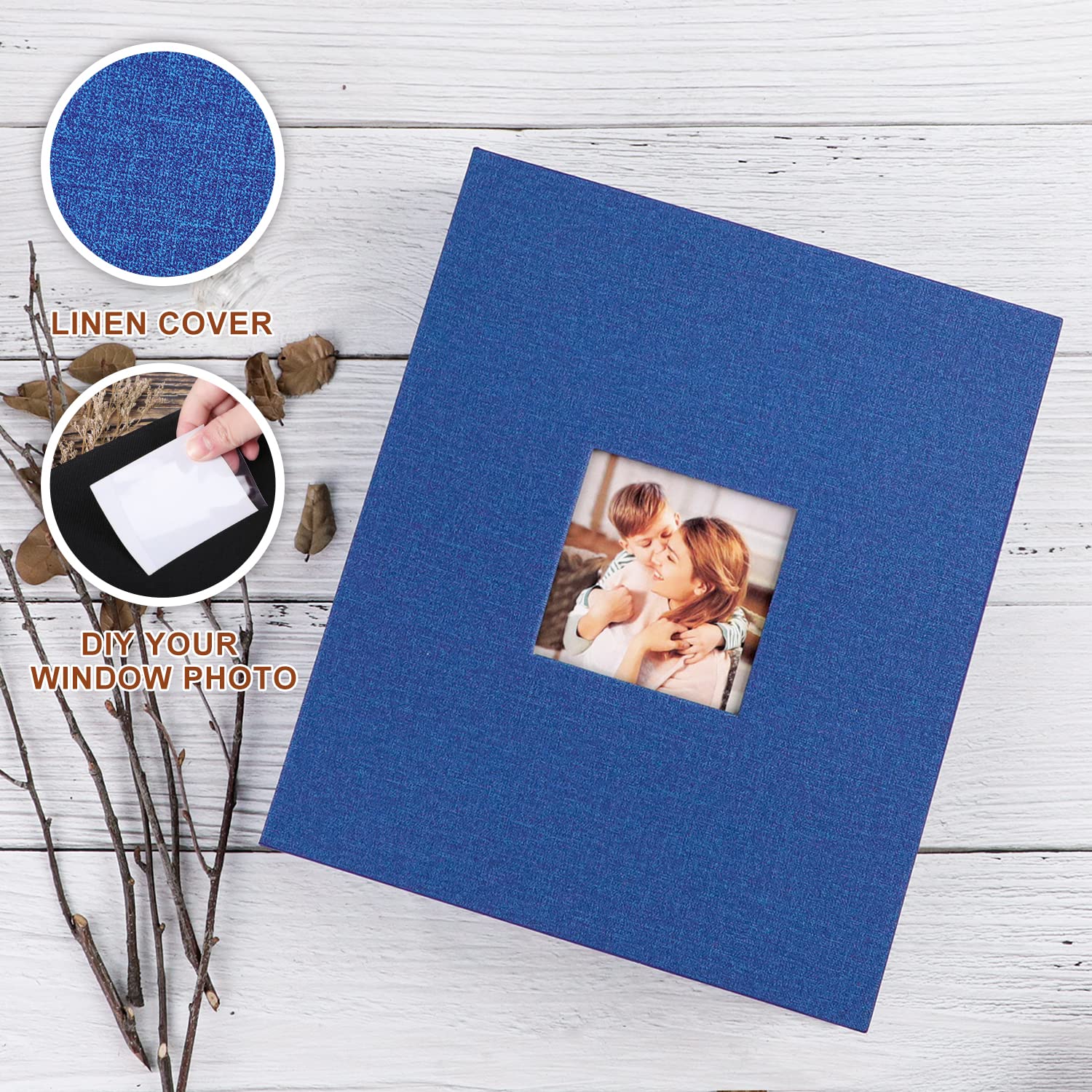 Snapklik.com : Lanpn Photo Album 11x14, Linen Hard Cover Acid Free Slip ...