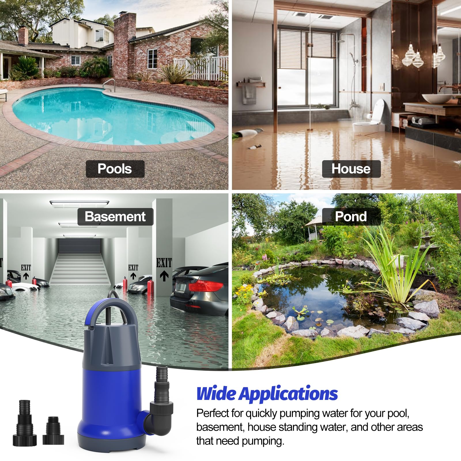 Snapklik.com : Sump Pump Submersible - 1HP 3960 GPH Sump Pump Utility ...