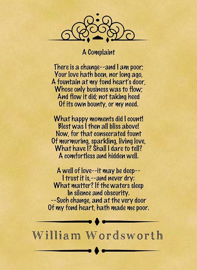 Amazon.com: A4 Size Parchment Poster Classic Poem William Wordsworth A ...