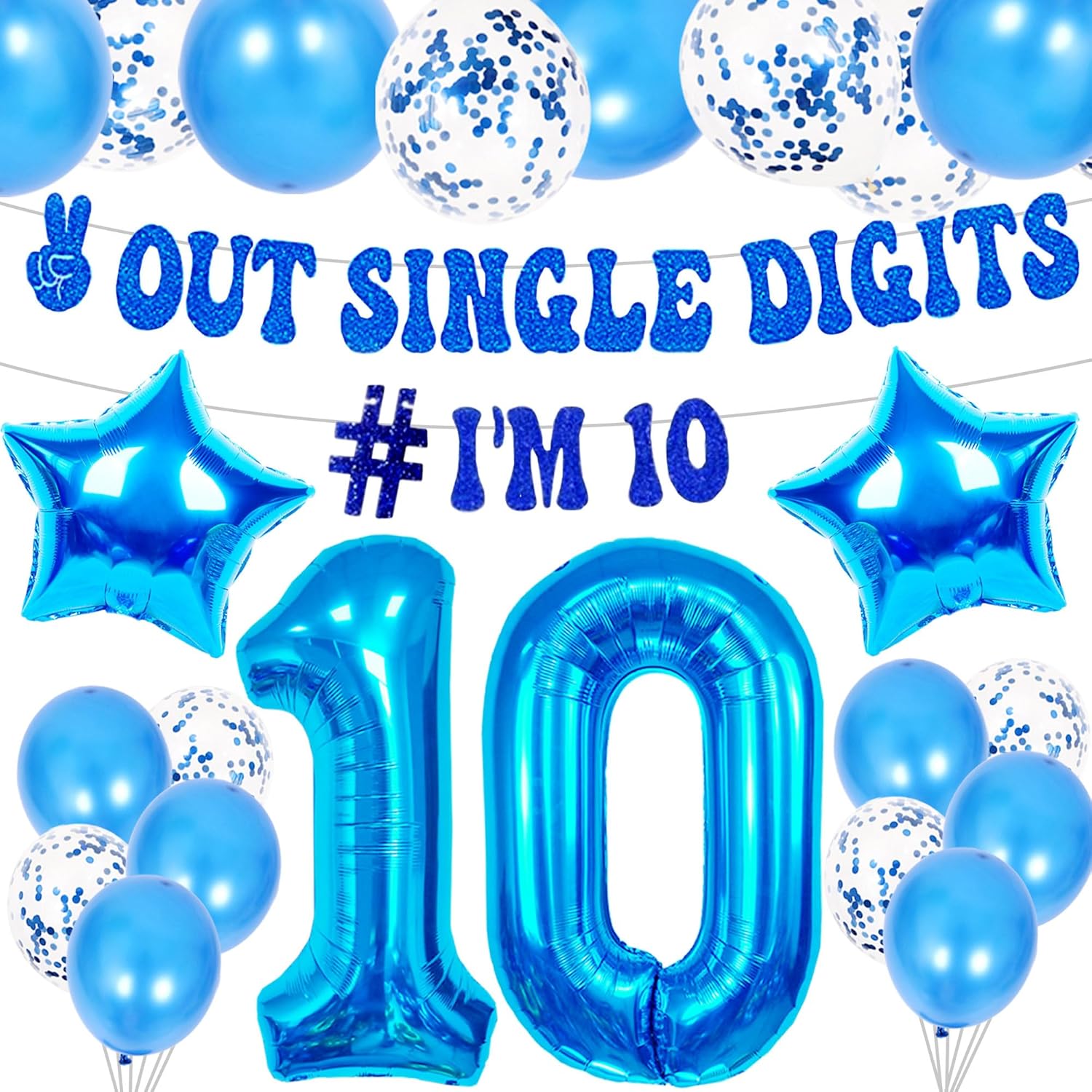 Amazon.com: JeVenis Blue Peace Out Single Digits Party Decoration Girl ...