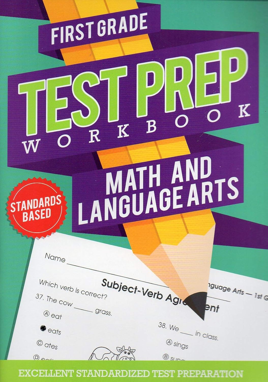 Amazon.com: First Grade Math & Language Arts Test Prep Workbook ...