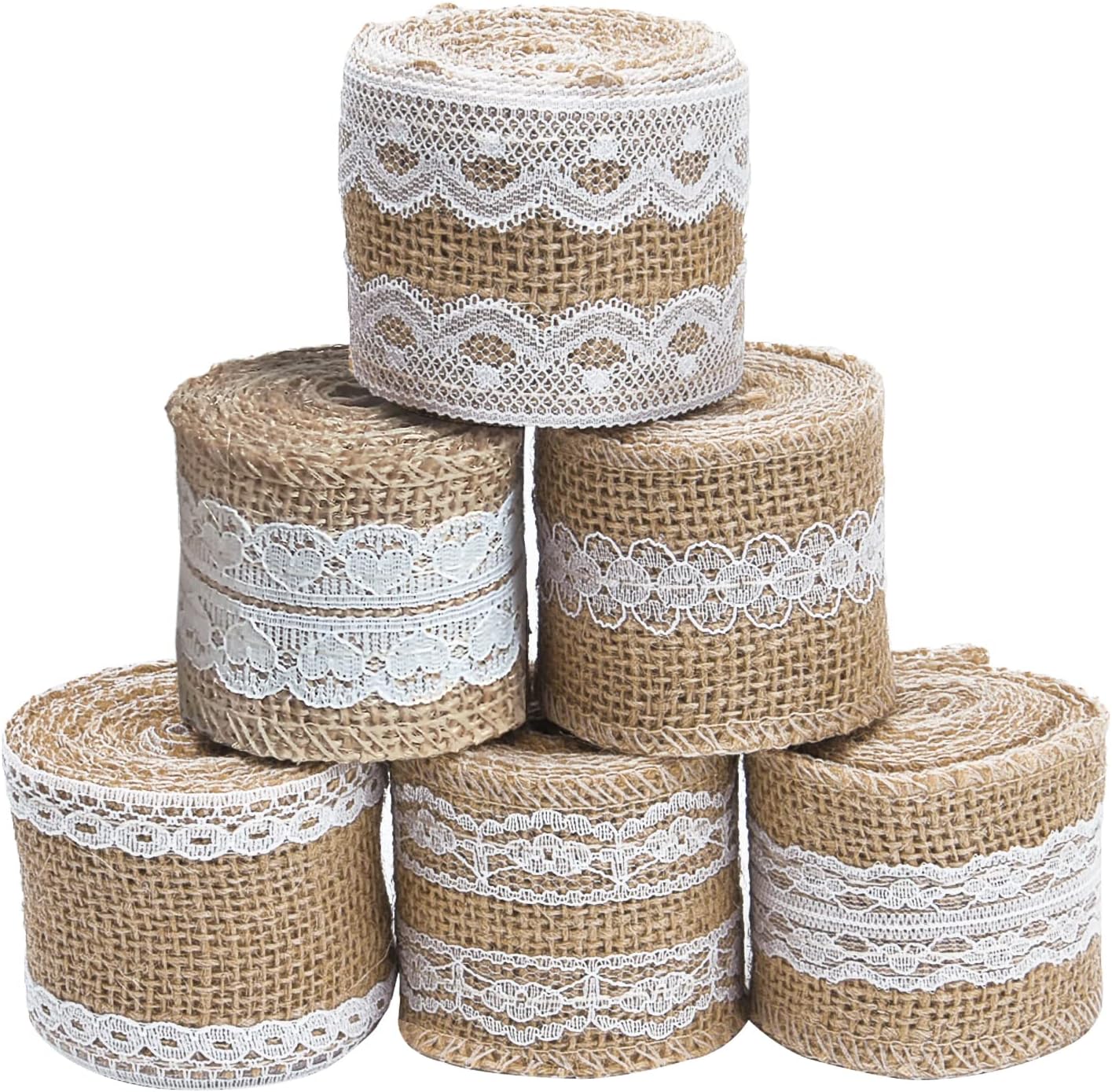 Amazon.com: Foraineam 24 Yards Burlap Ribbon, 12 Rolls Natural Burlap ...
