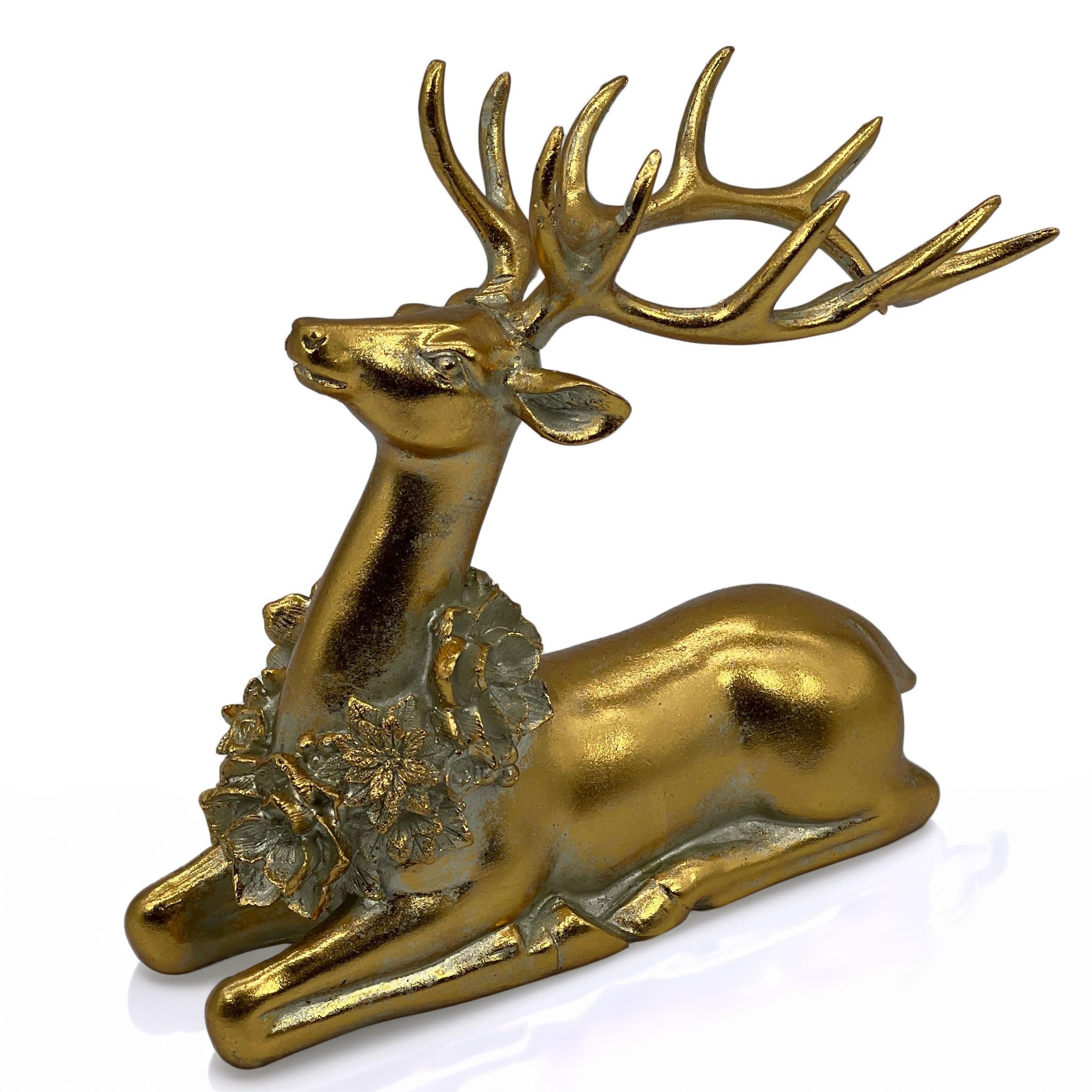 Amazon.com: Galt International Gold Resin Reindeer Statue Tabletop ...