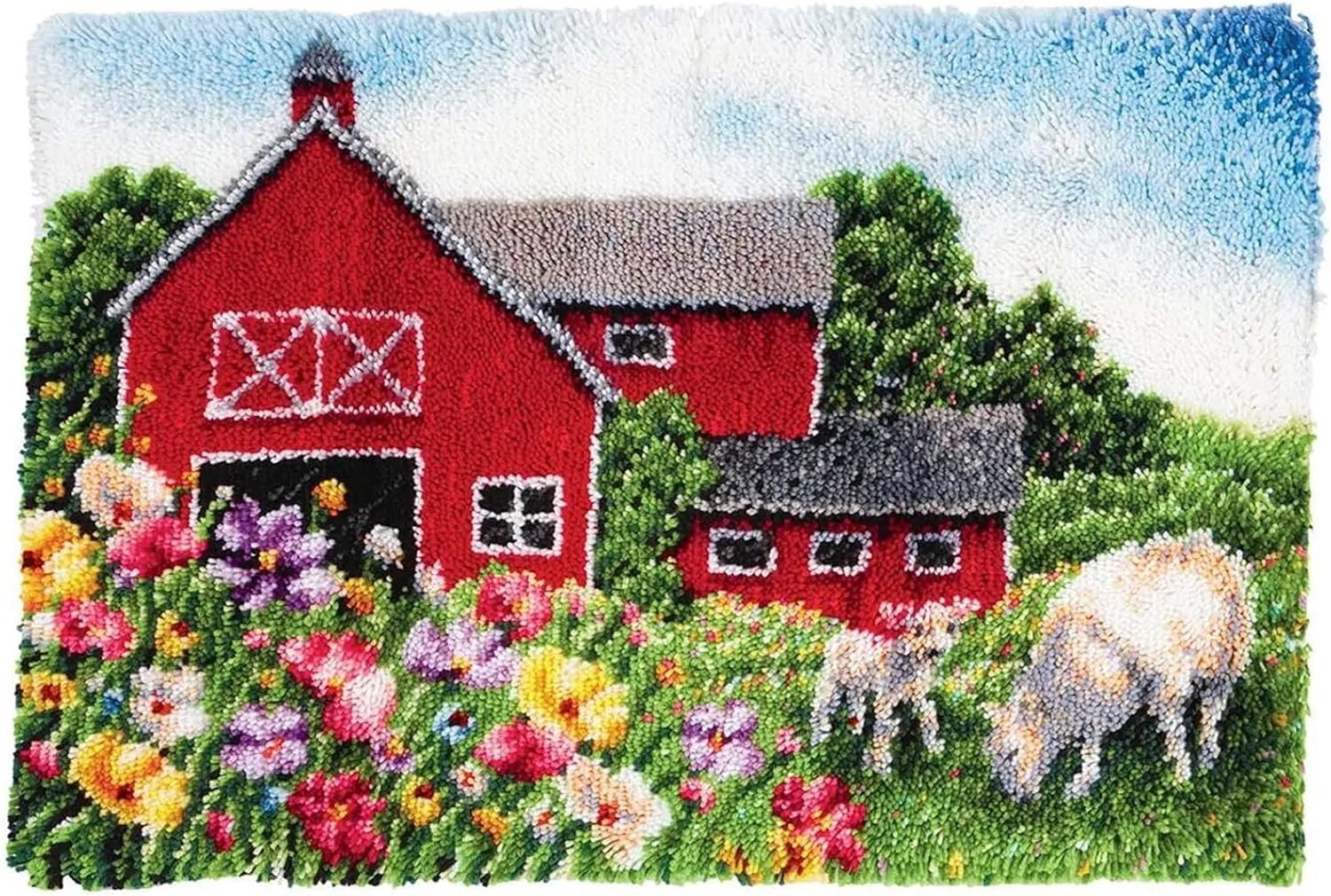 Amazon.com: LSGX Latch Hook Kit, DIY Farm Printed Rug, Hooked Rug Kit ...