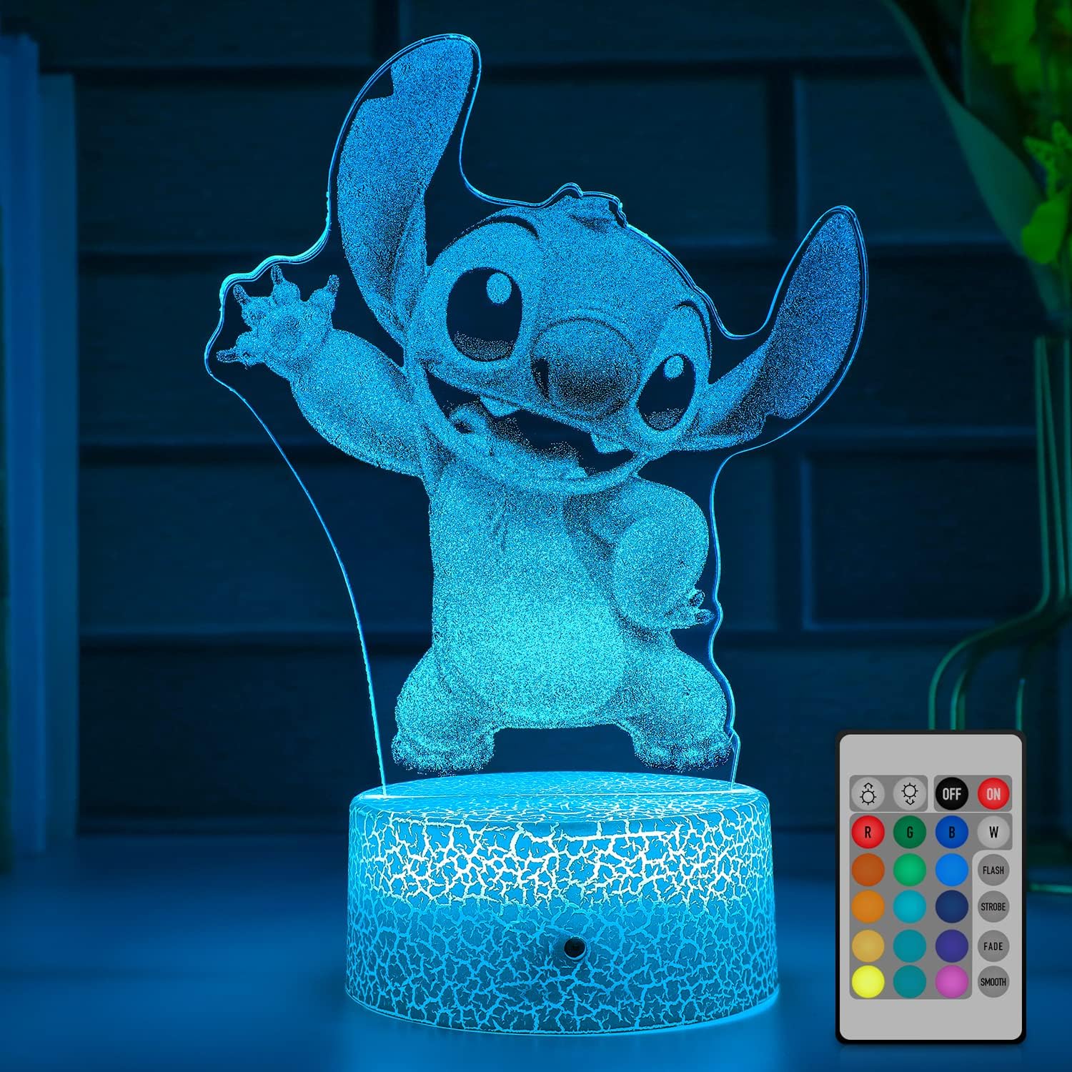 HLLKYYLF Children Anime Animals Stitch,Stitch Night Light with Remote ...