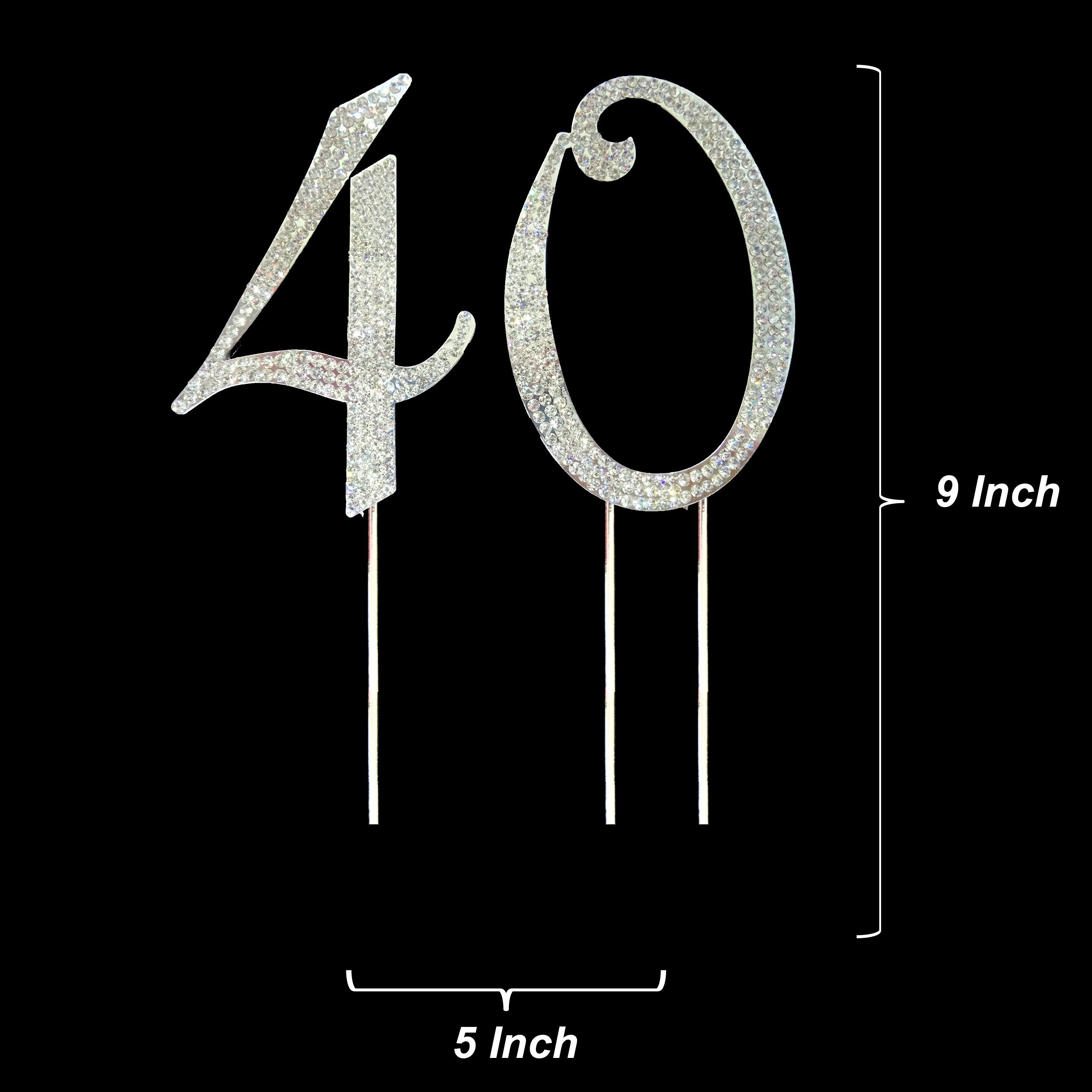 Rhinestone Number 40 Cake Topper Cupcakes Topper Zahl 40 Gold, 12