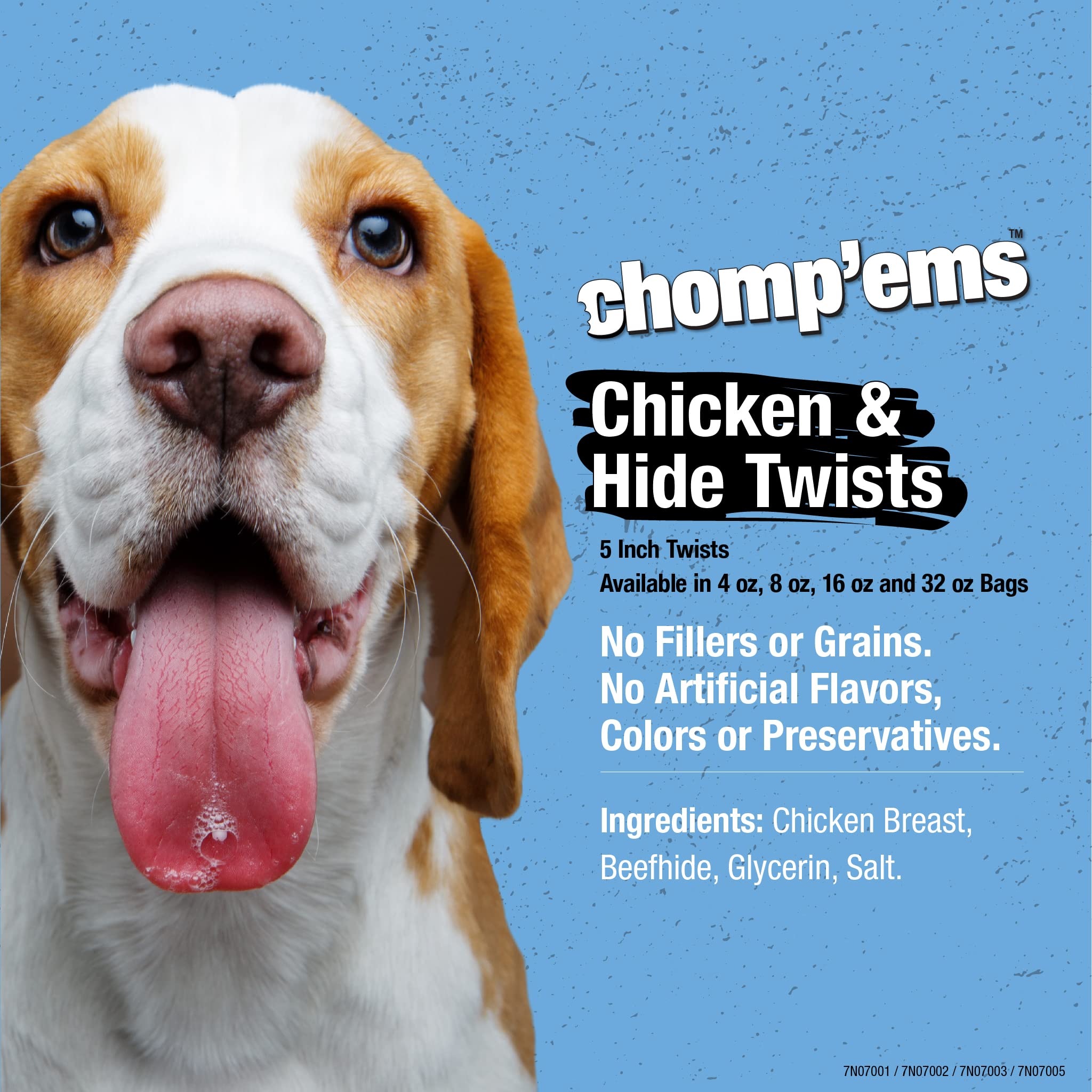 Chomp'ems Chicken Hide Twists, 16 oz - All Natural Rawhide Wrapped with ...