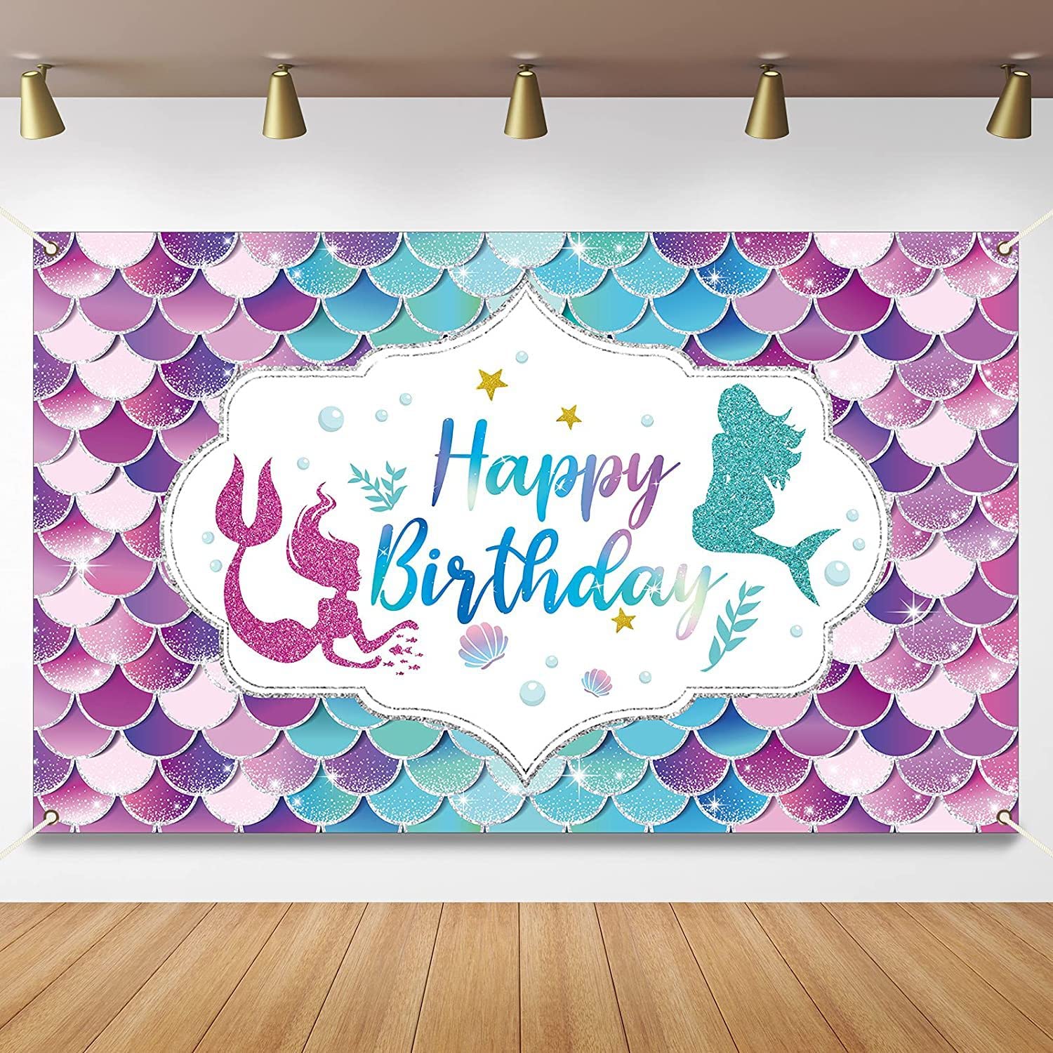 Anime Mermaid Birthday Backdrop Mermaid Birthday Decorations Mermaid ...