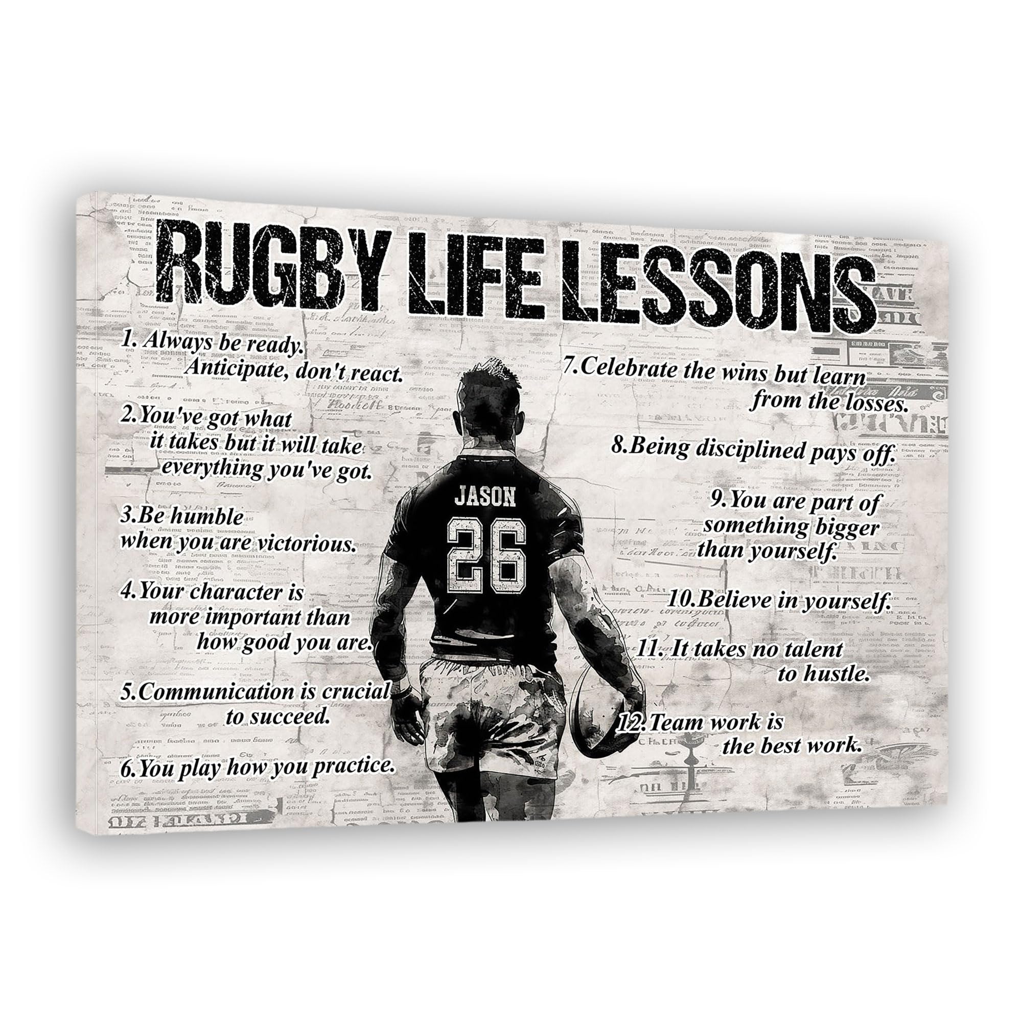 Amazon.com: Personalized Motivational Rugby Canvas Painting, Rugby Life ...
