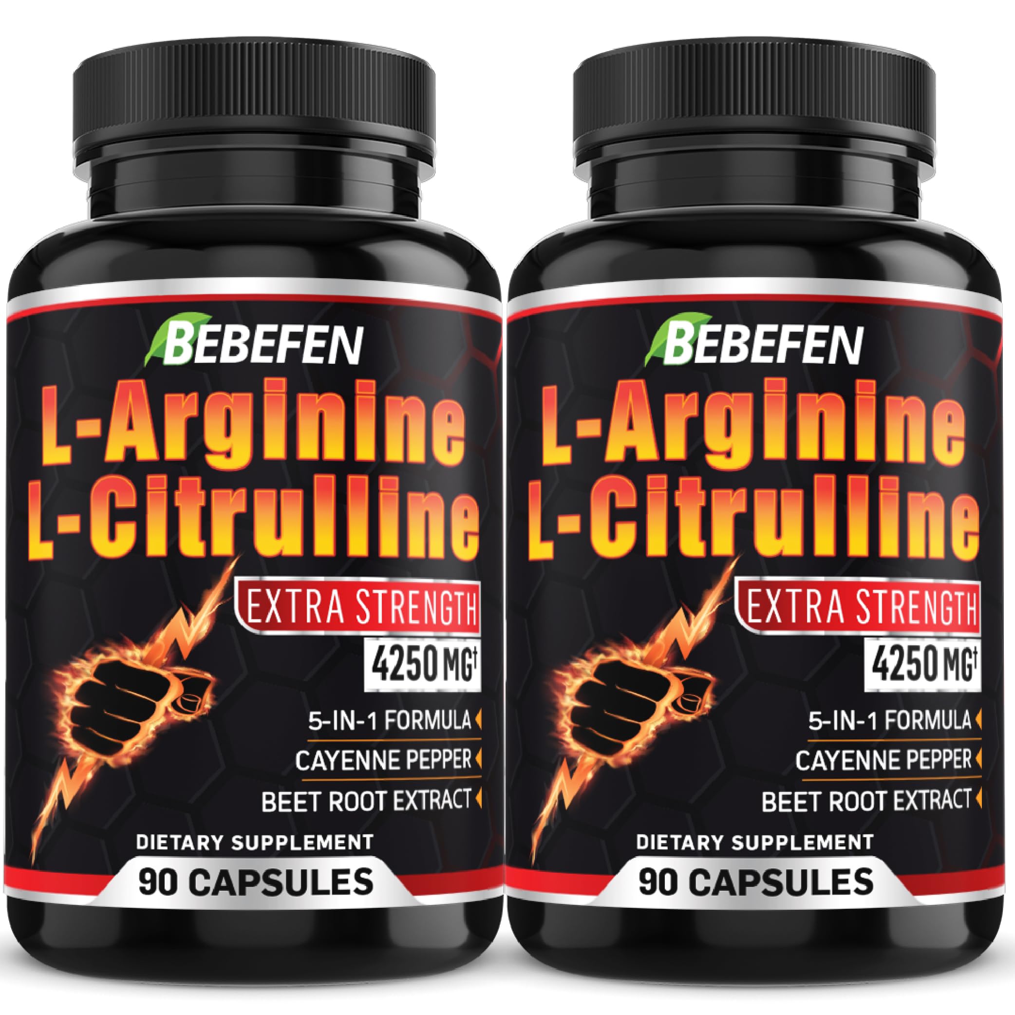 L-Arginine L-Citrulline Supplement 4250mg with Beet Root - 90 Capsules ...