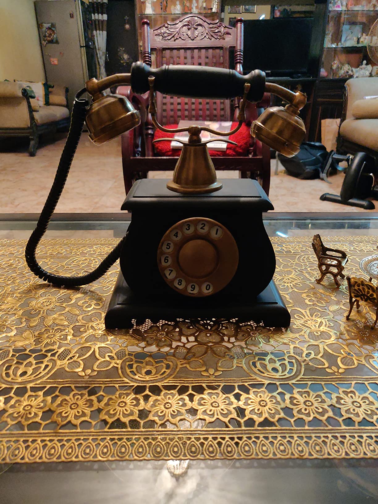 landline telephone Vintage Collection Brass And Wooden Decorative ...