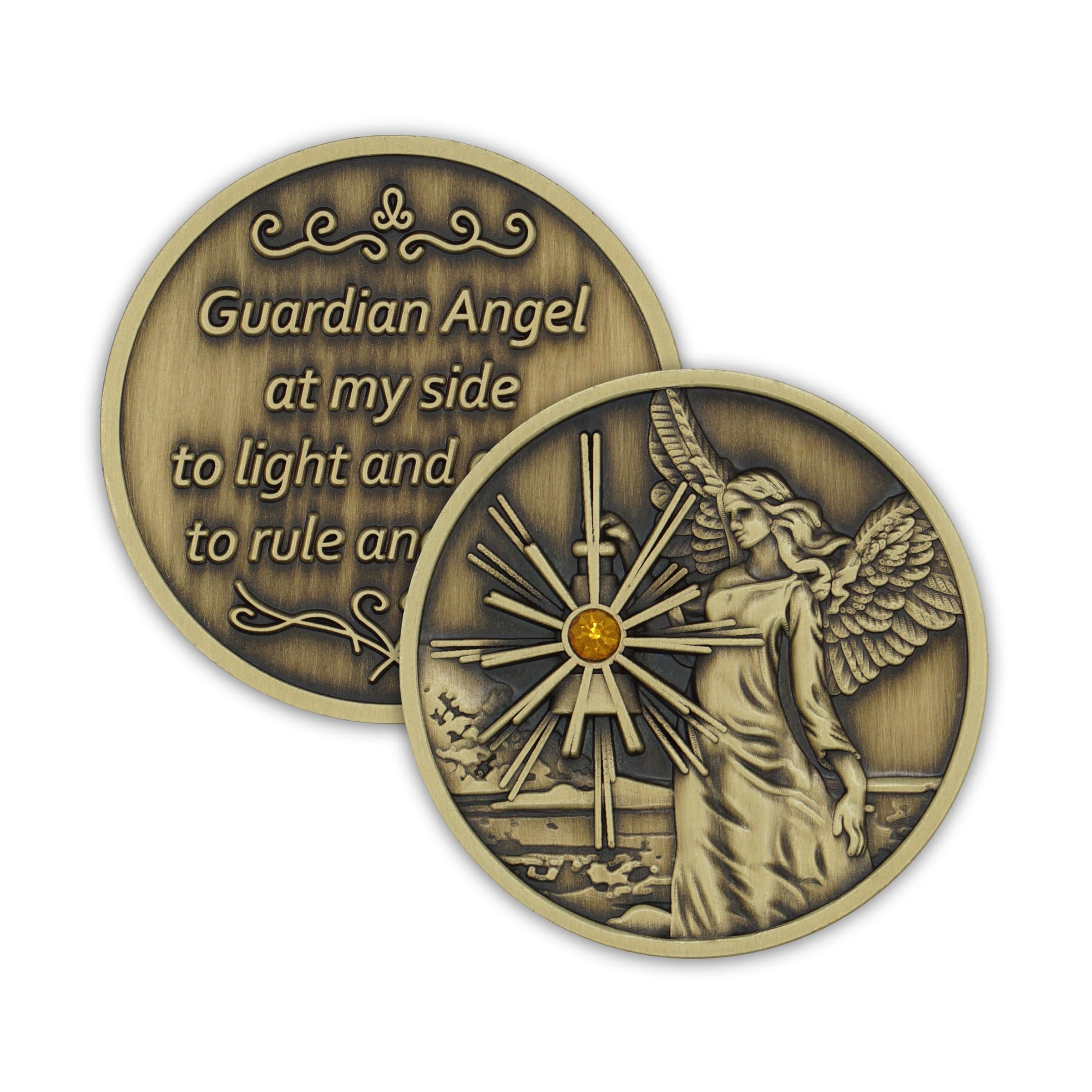 Amazon.com: Bronze Guardian Angel Coin Affirmation Gift Token Medallion ...