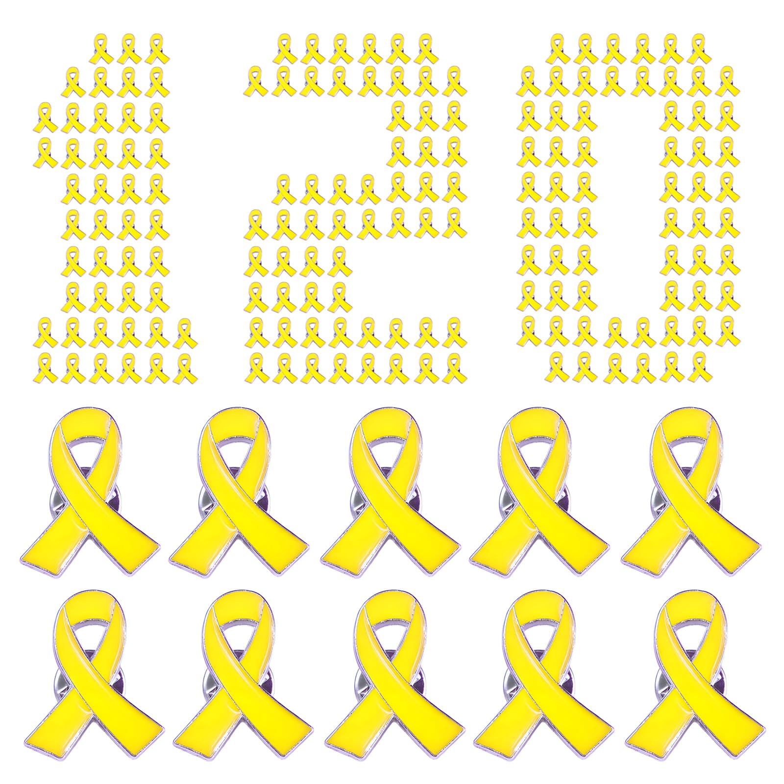 Amazon.com: 120 Pcs Yellow Awareness Ribbon Pin Missing Children Spina ...