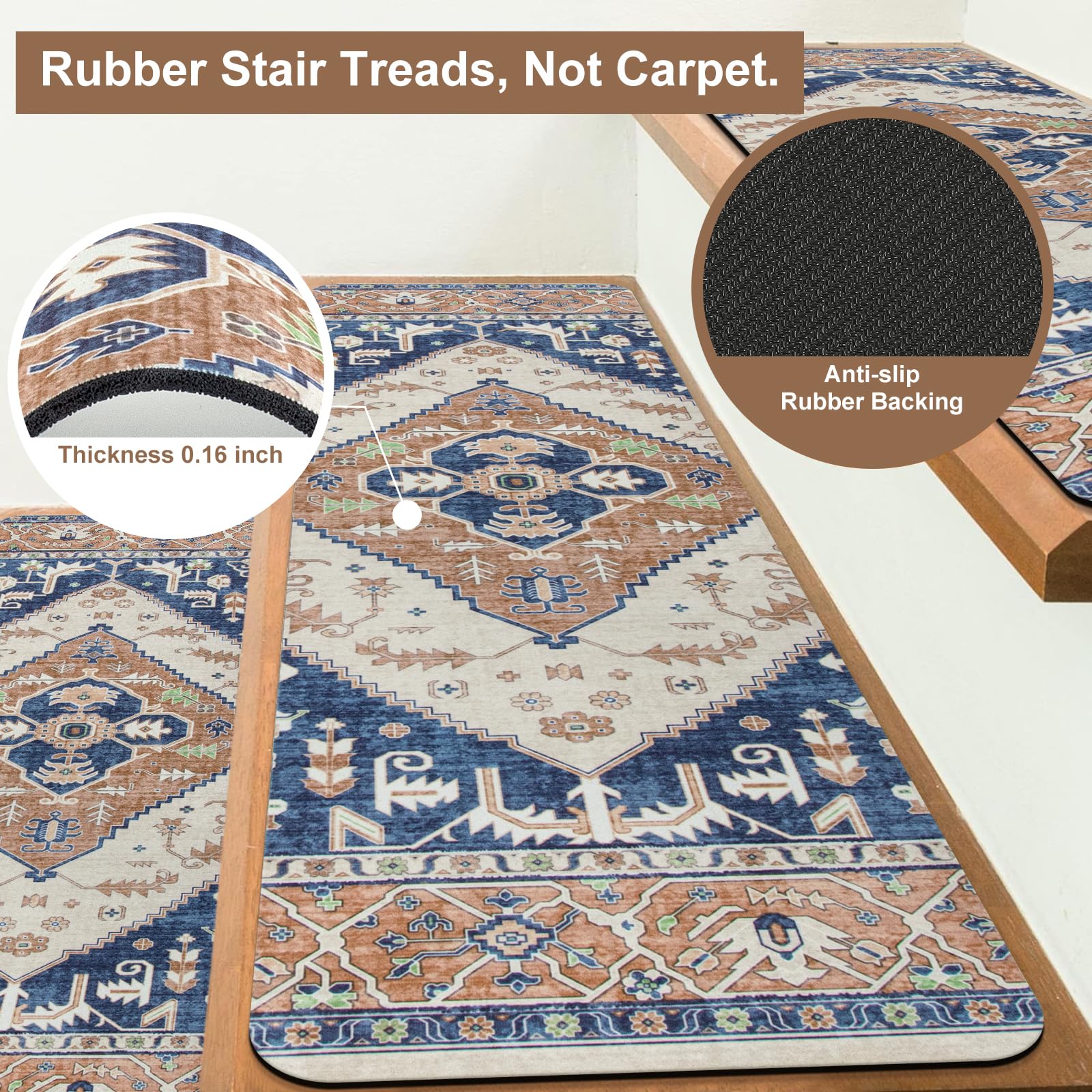 Snapklik.com : OJIA Non Slip Stair Treads, Rubber Backing Stair Runners ...