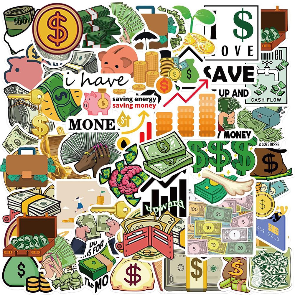 Amazon.com: Money Wealth Stickers |50Pcs Dollar Treasure Waterproof ...
