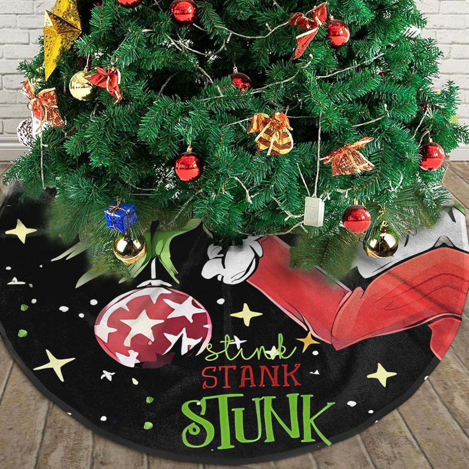 Amazon.com: Stink Christmas Tree Skirt 36 Inches Lace-Up Gifts Tree ...