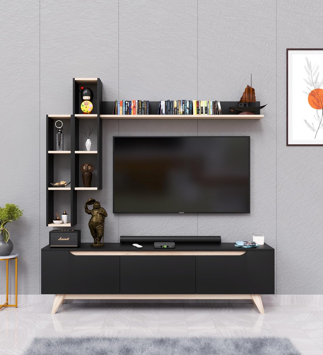 SPYDER CRAFT Aster Engineered Wood TV Entertainment Unit Stand Setup ...
