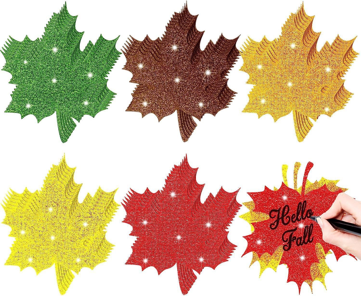 Amazon.com: 100 PCS Maple Leaves Cutouts Fall Leaf Paper Cut Outs ...