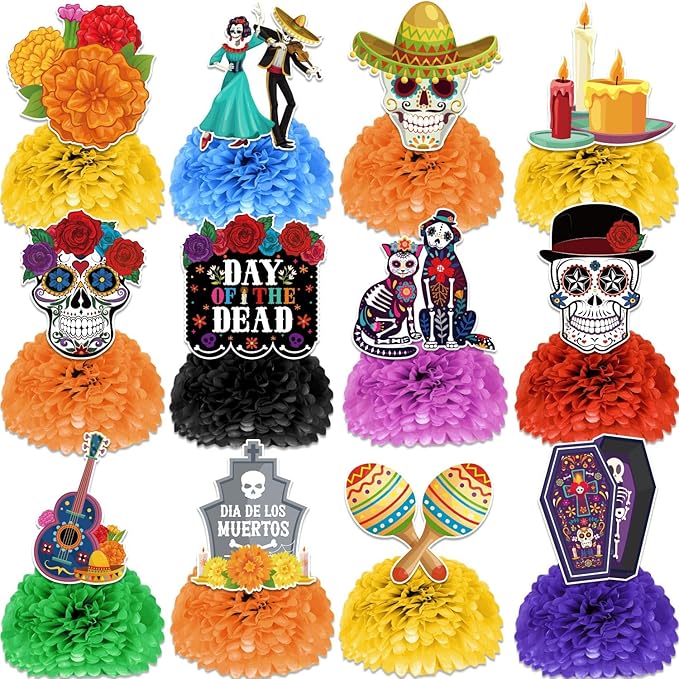 Amazon.com: Day of The Dead Decorations,12 Pcs Dia De Los Muertos Table ...